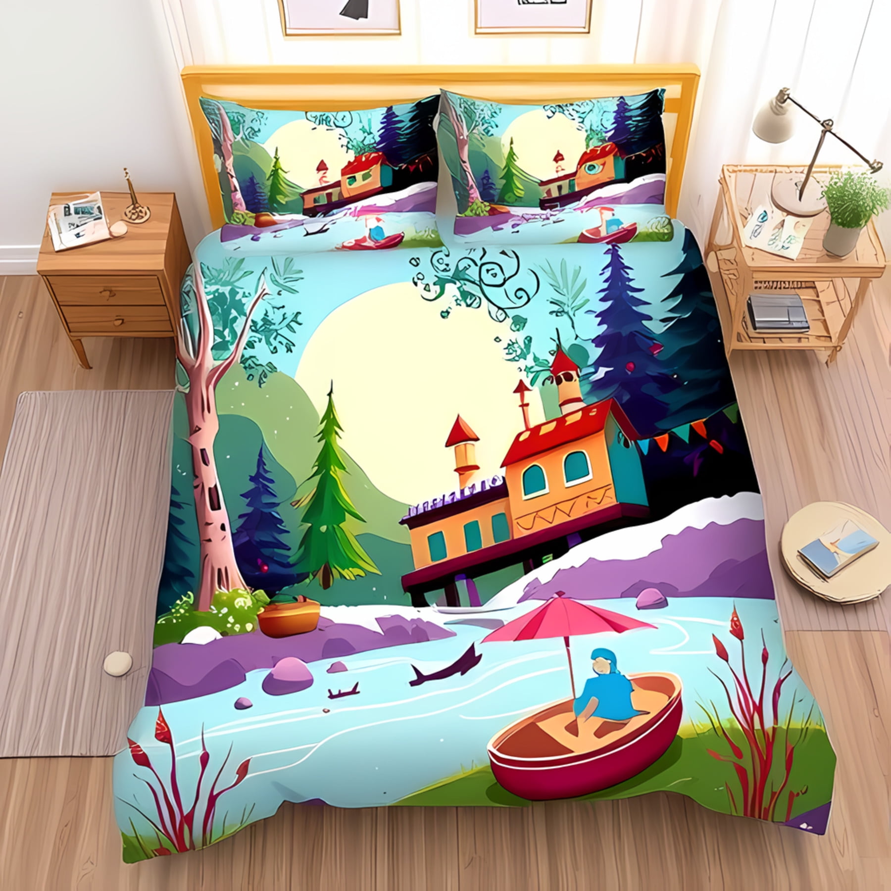 Enchanting 3-Piece Duvet Cover Set with Fairytale Castle Design ...