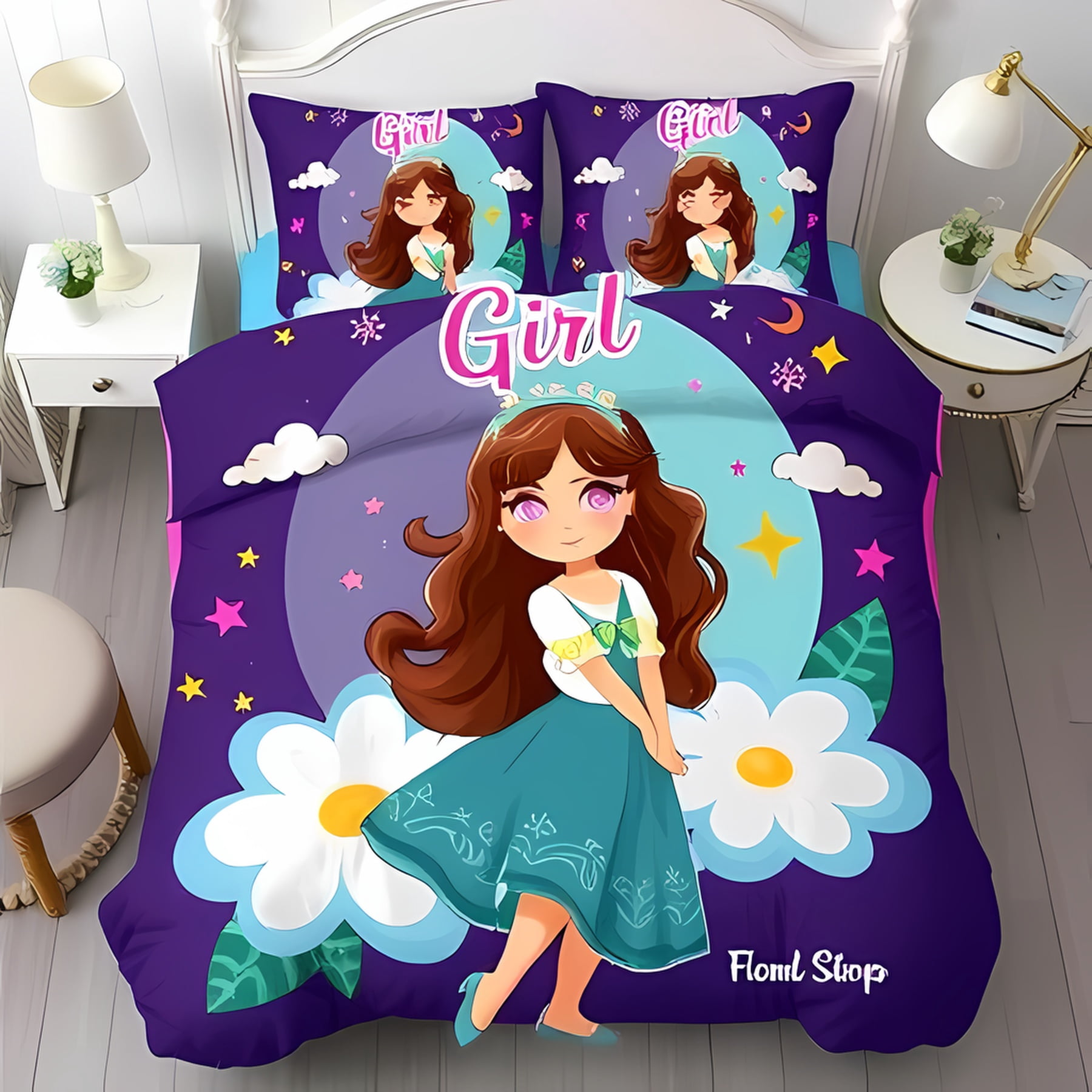 Enchanting 3-Piece Purple Duvet Cover & Pillowcase Set - Whimsical ...