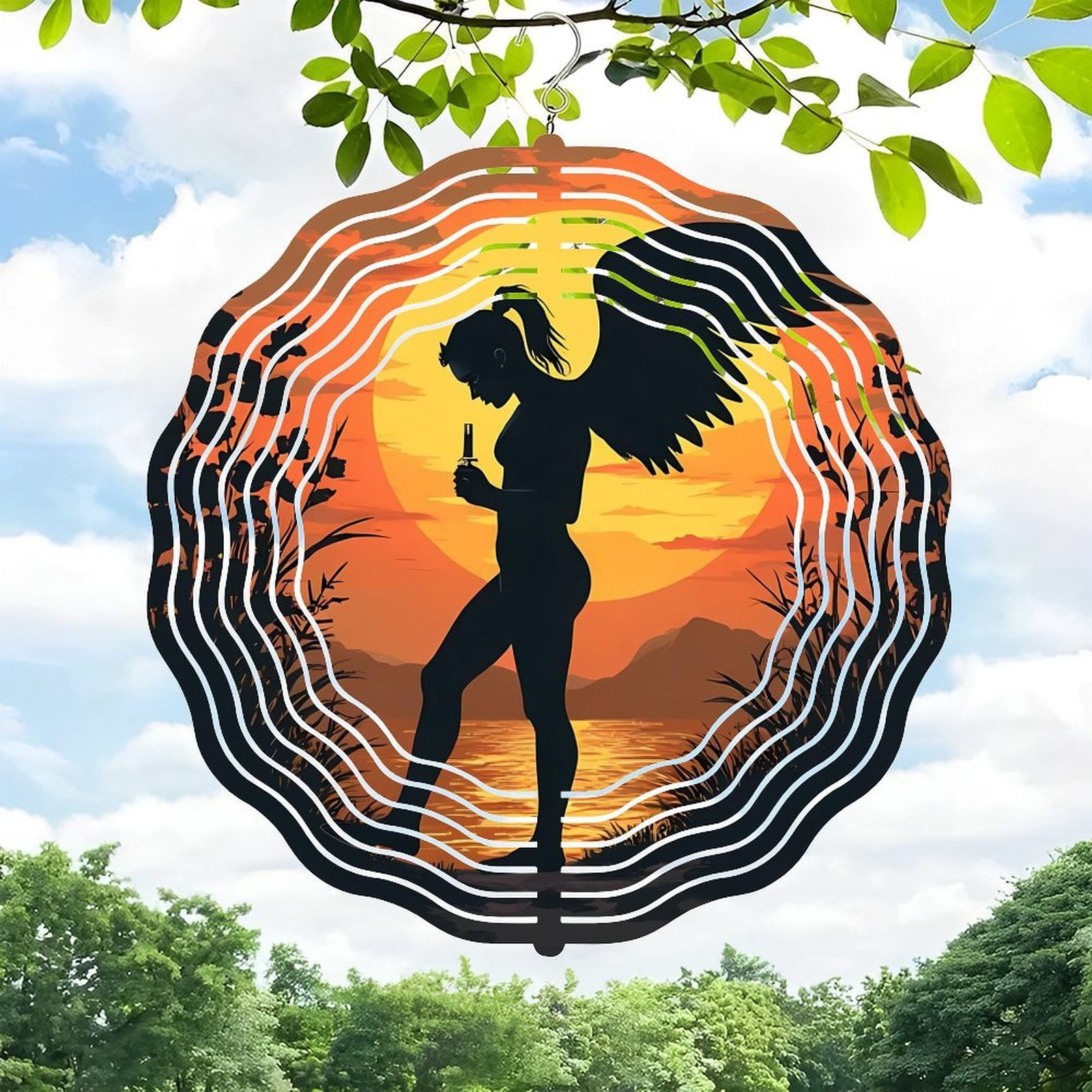Enchanting 3D Metal Hanging Wind Spinners for Yard & Garden - Angelic ...