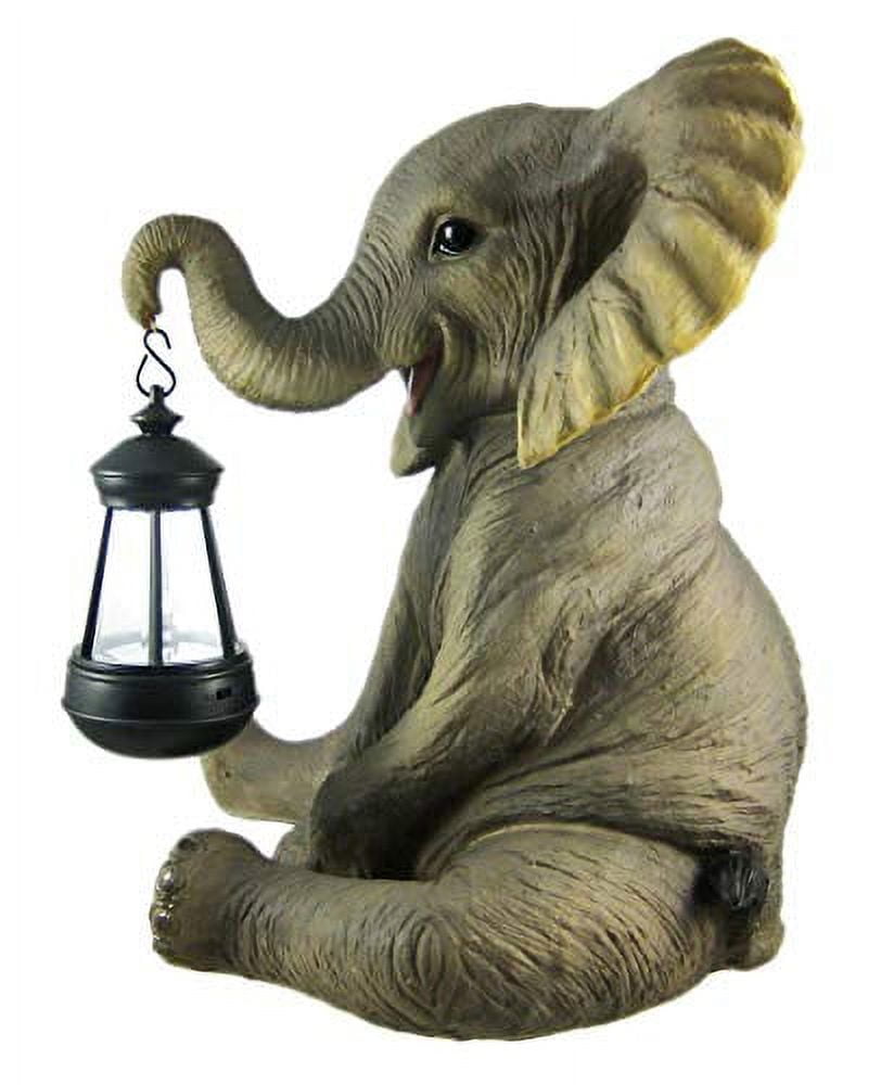 Enchanting African Elephant Statue with Lantern- Adorable Porch and ...