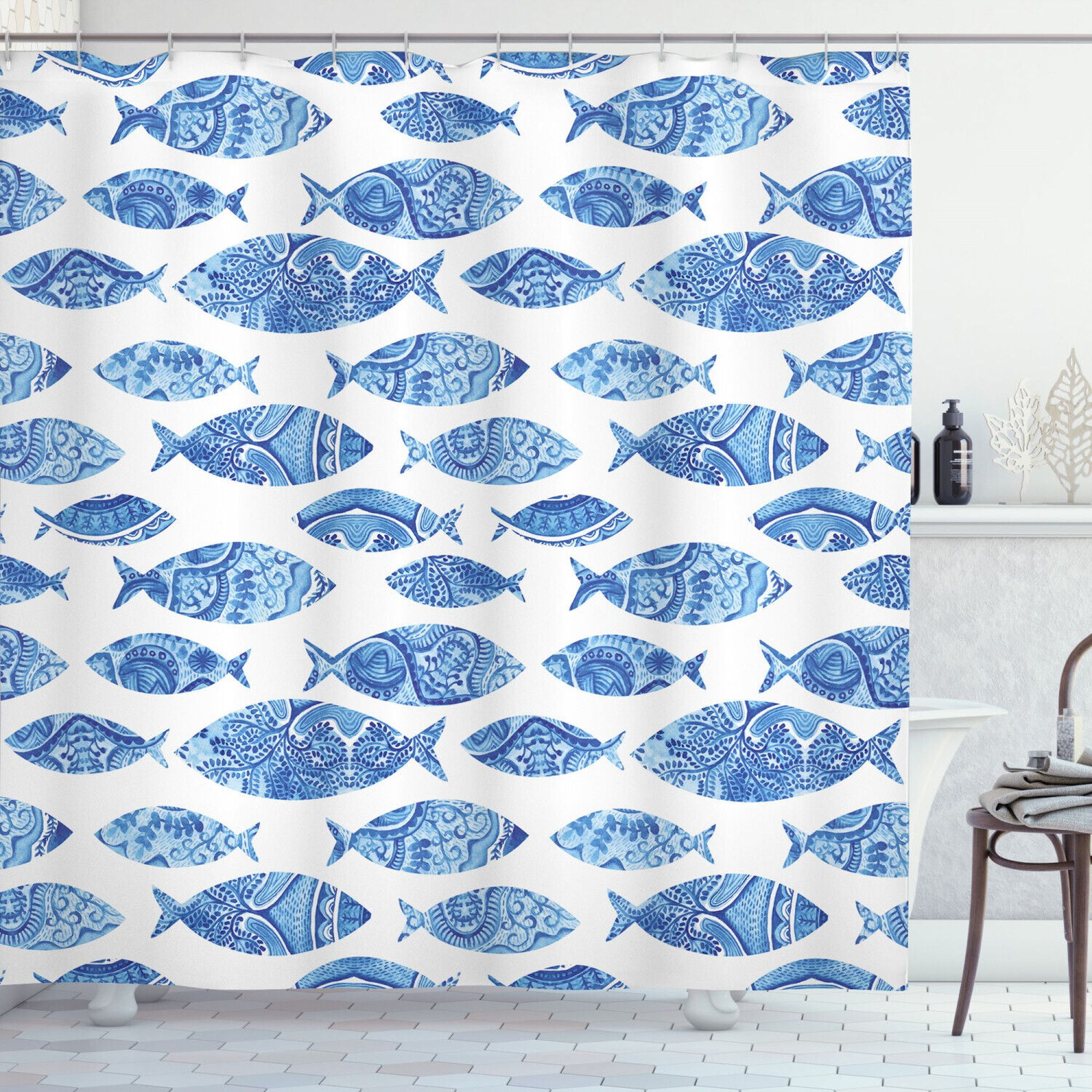 Enchanting Aquatic Shower Curtain: Captivating Watercolor Fish Patterns ...