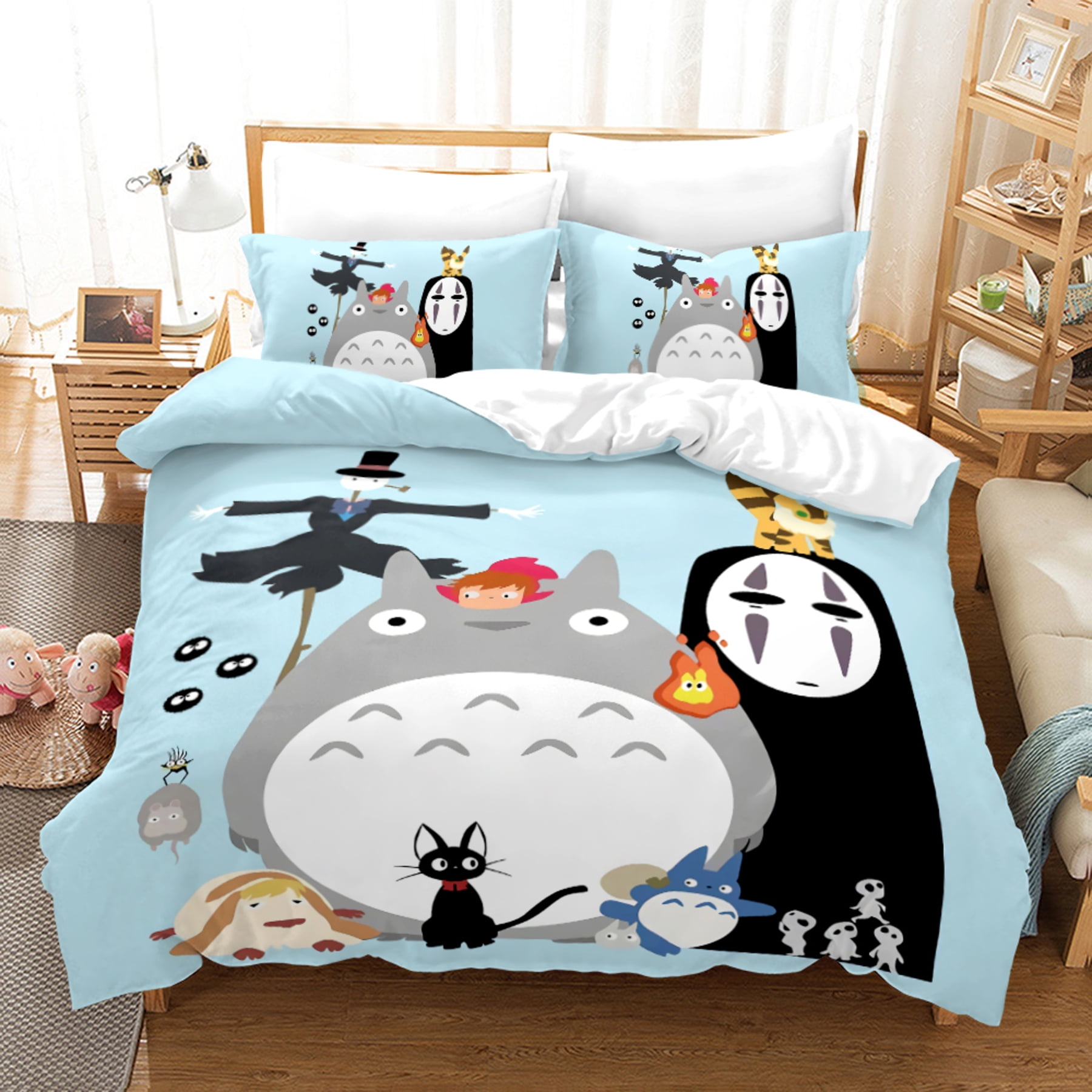 Enchanting Bedding Set Featuring No-Face & Soot Sprites Whimsical Pale ...