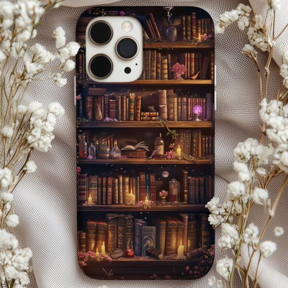 Enchanting Bookshelf Cozy Reader Phone Case with iPhone 17 to 11 Pro ...