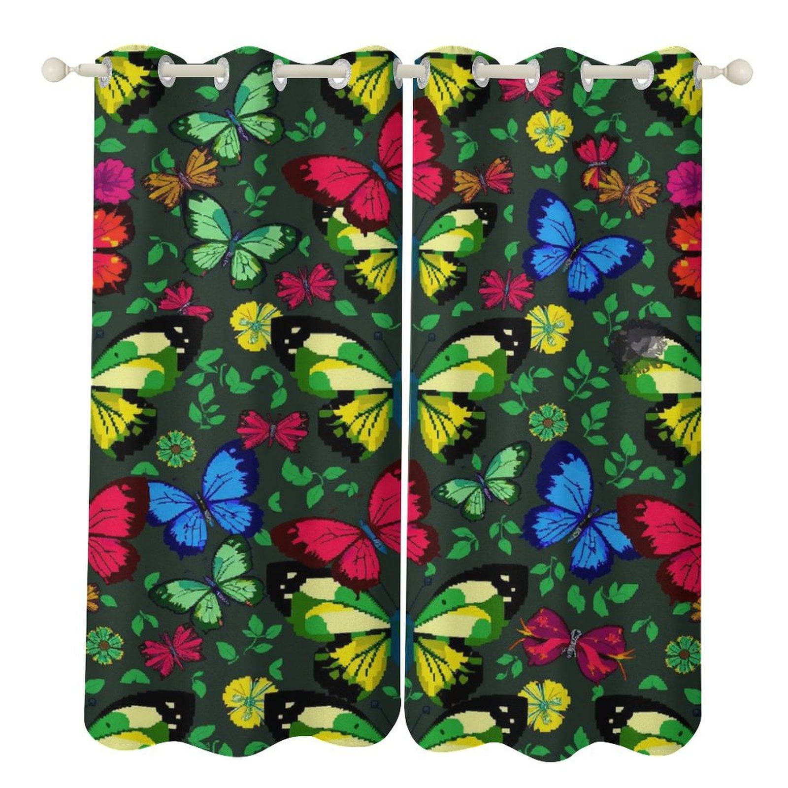 Enchanting Butterfly 2 Pieces Window Drape Curtain for Living Room ...
