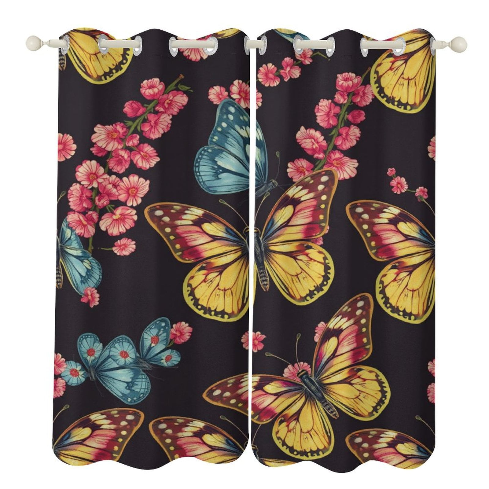 Enchanting Butterfly 2 Pieces Window Drape Curtain for Living Room ...