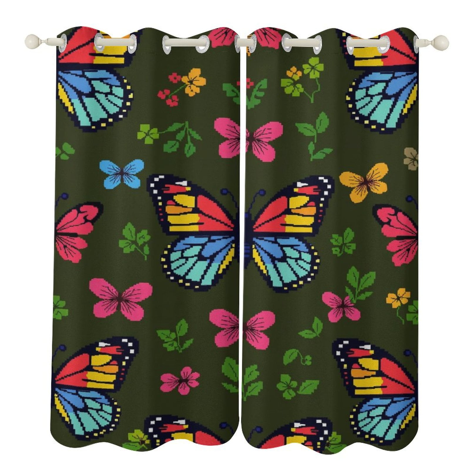 Enchanting Butterfly 2 Pieces Window Drape Curtain for Living Room ...