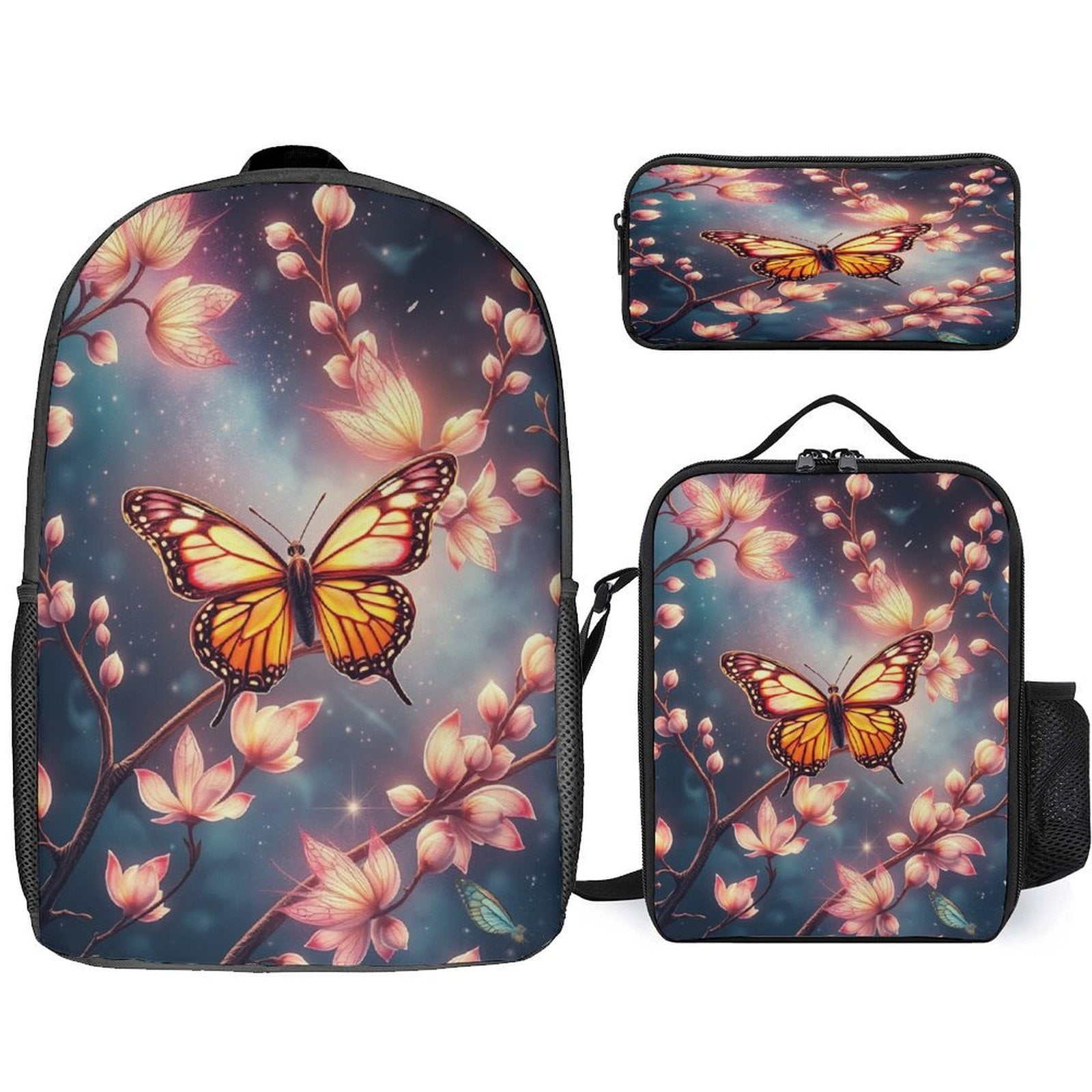 Enchanting Butterfly Backpack Student BookBag Bag Shoulder Bags 3ps ...