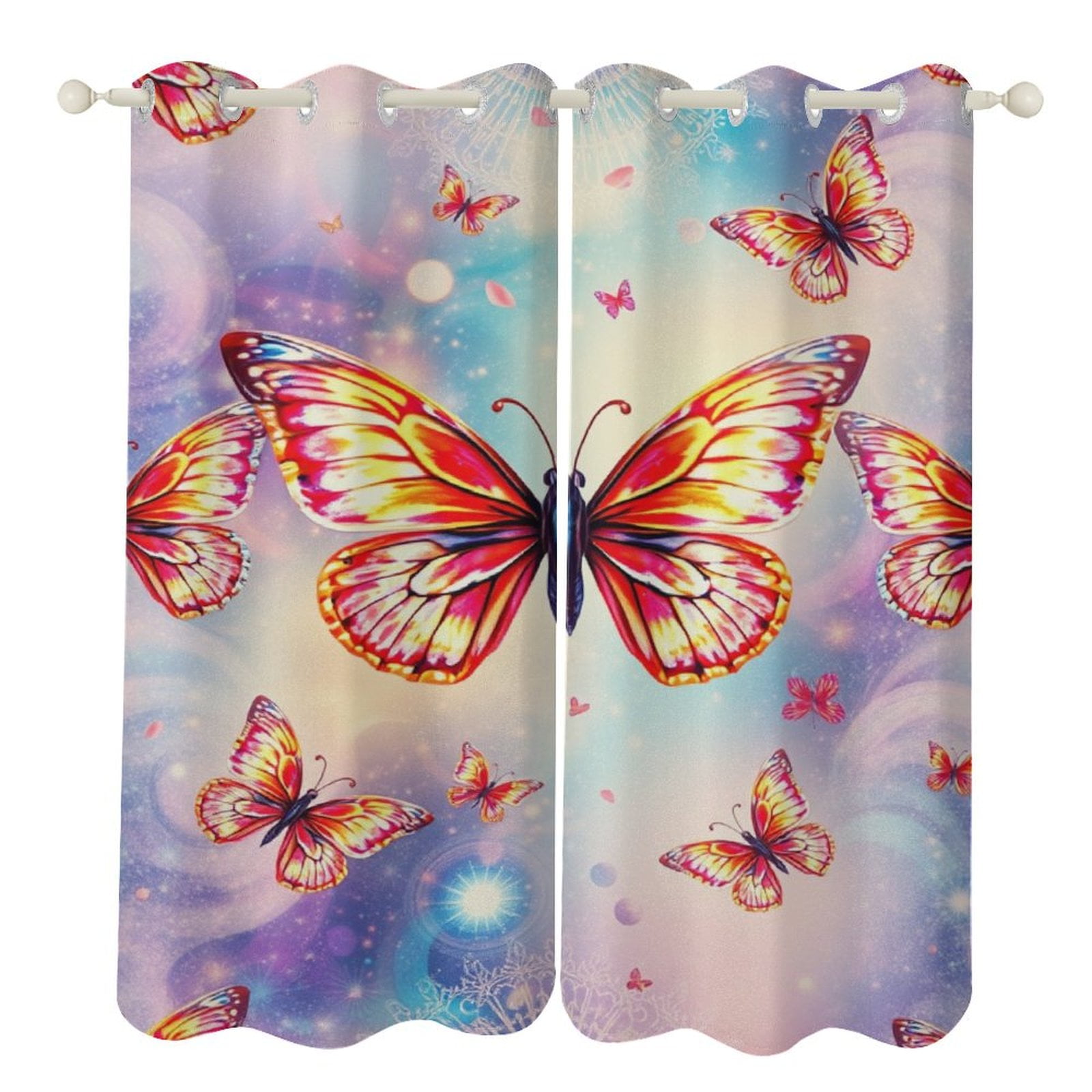 Enchanting Butterfly Blackout Curtains 2 Panel Rod Pocket Thermal ...
