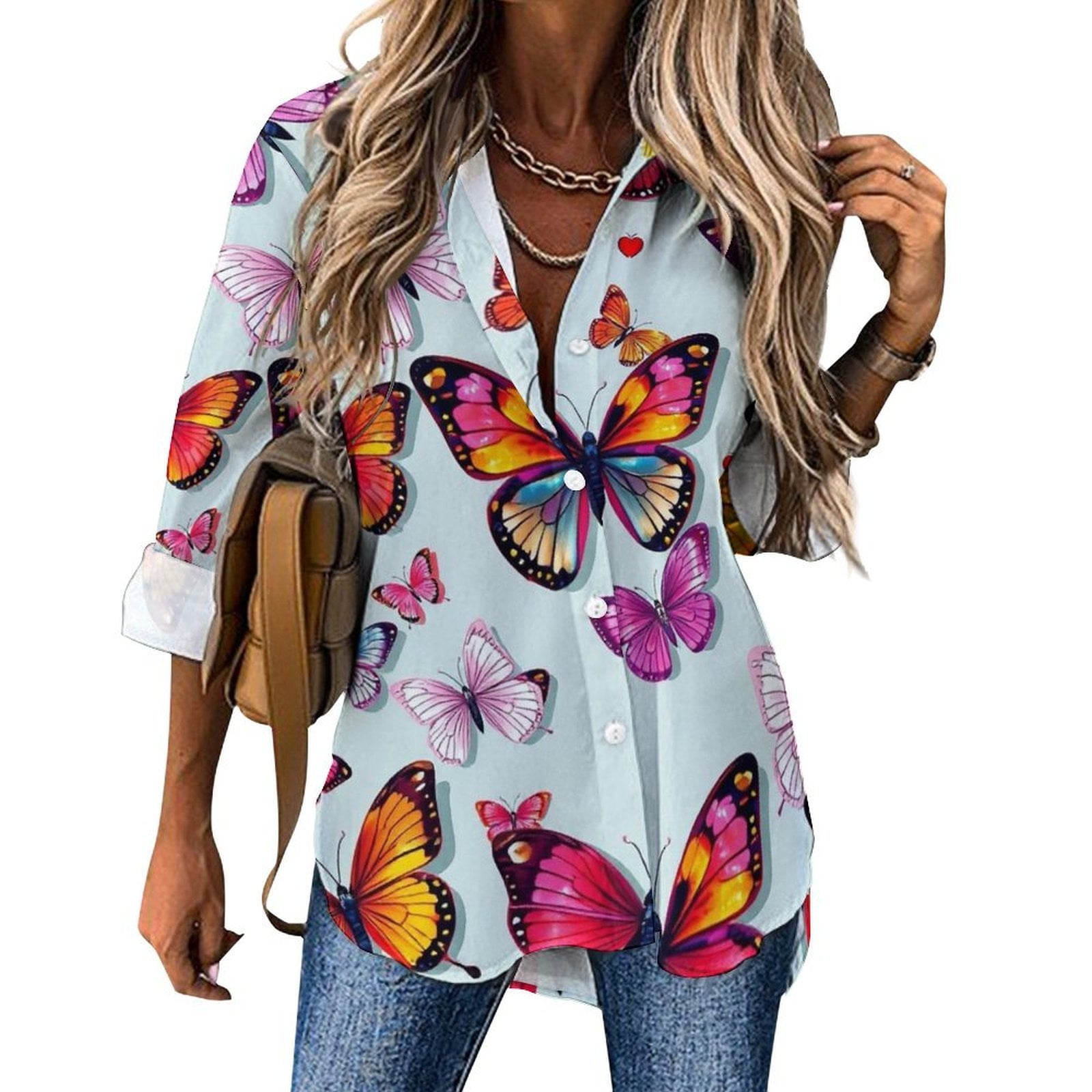 Enchanting Butterfly Casual Blouse Long-Sleeve Blouses Woman Street ...