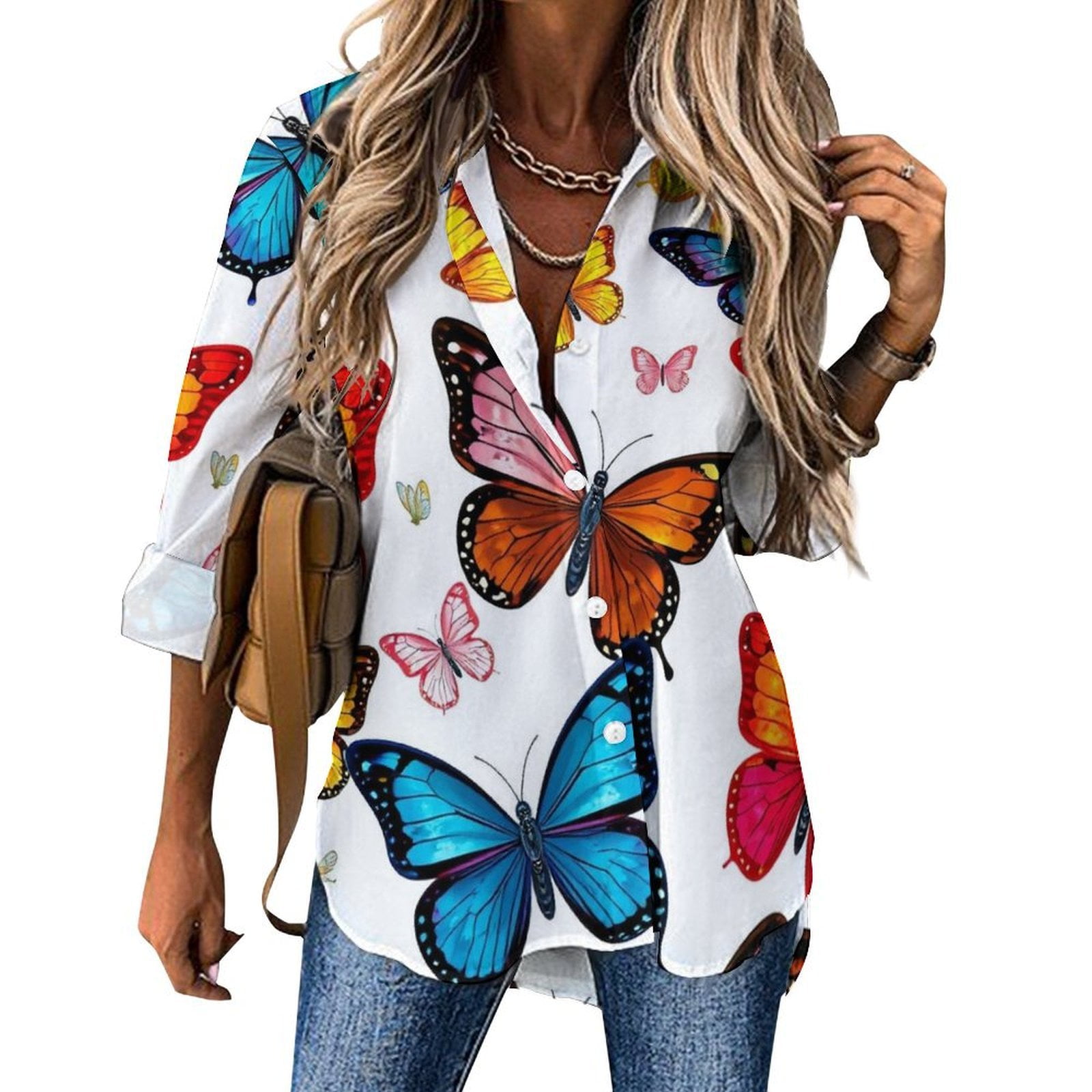 Enchanting Butterfly Casual Blouse Long-Sleeve Blouses Woman Street ...