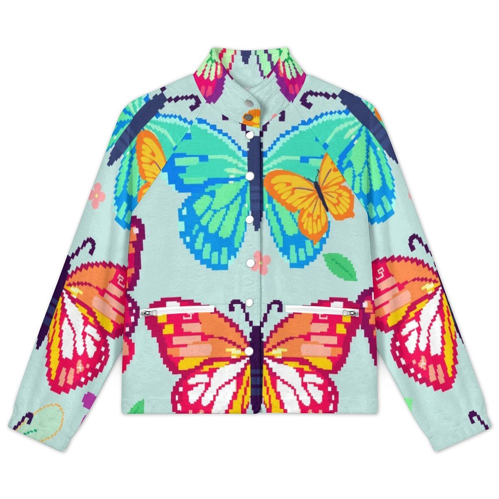 Enchanting Butterfly Fall Winter Women Jacket Stand Collar Thick Plush ...