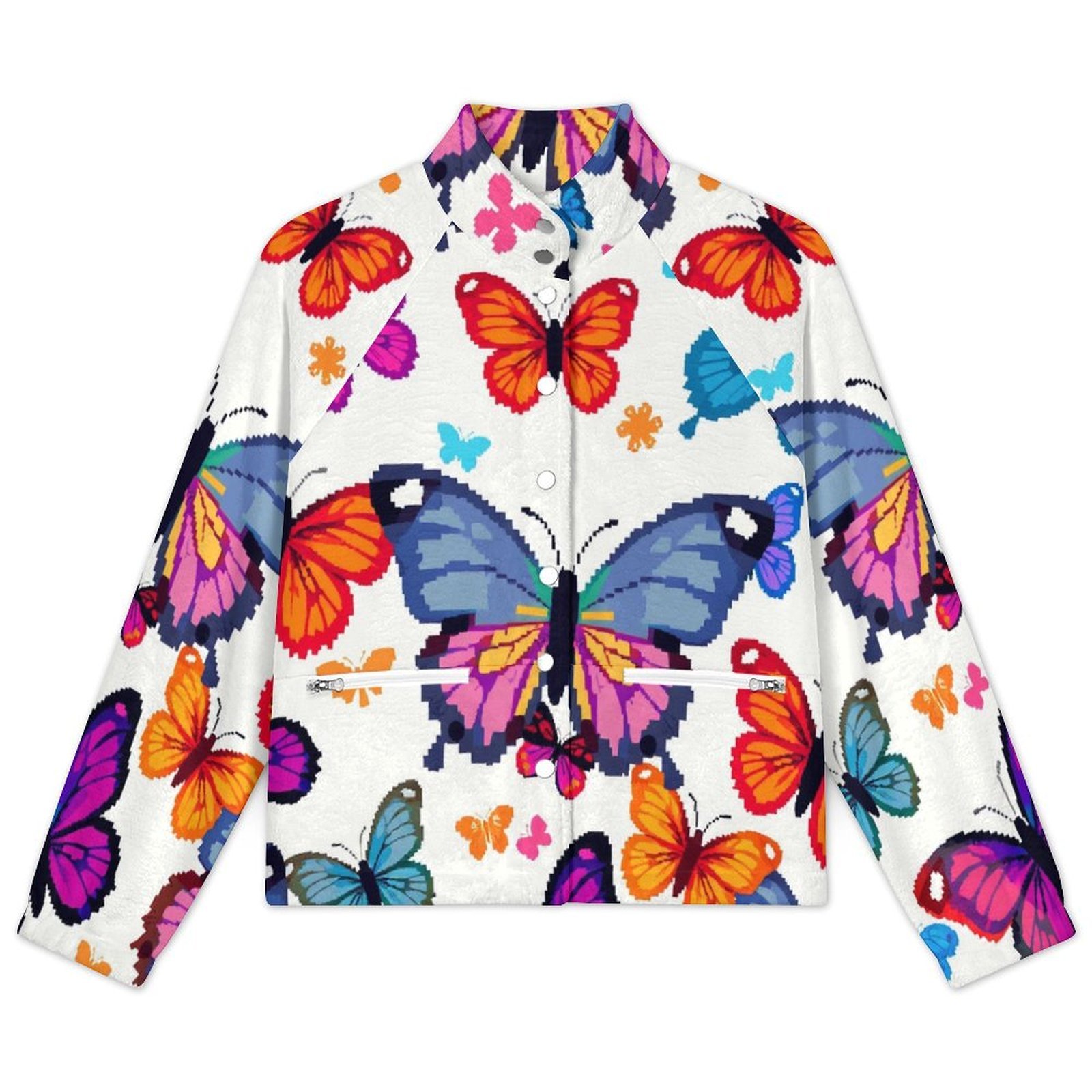 Enchanting Butterfly Fall Winter Women Jacket Stand Collar Thick Plush ...