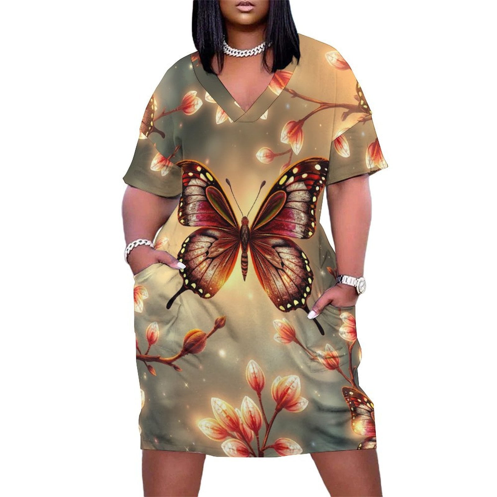 Enchanting Butterfly Loose Pocket Dress Clothes Summer Clothes for Women Women Formal Occasion ...