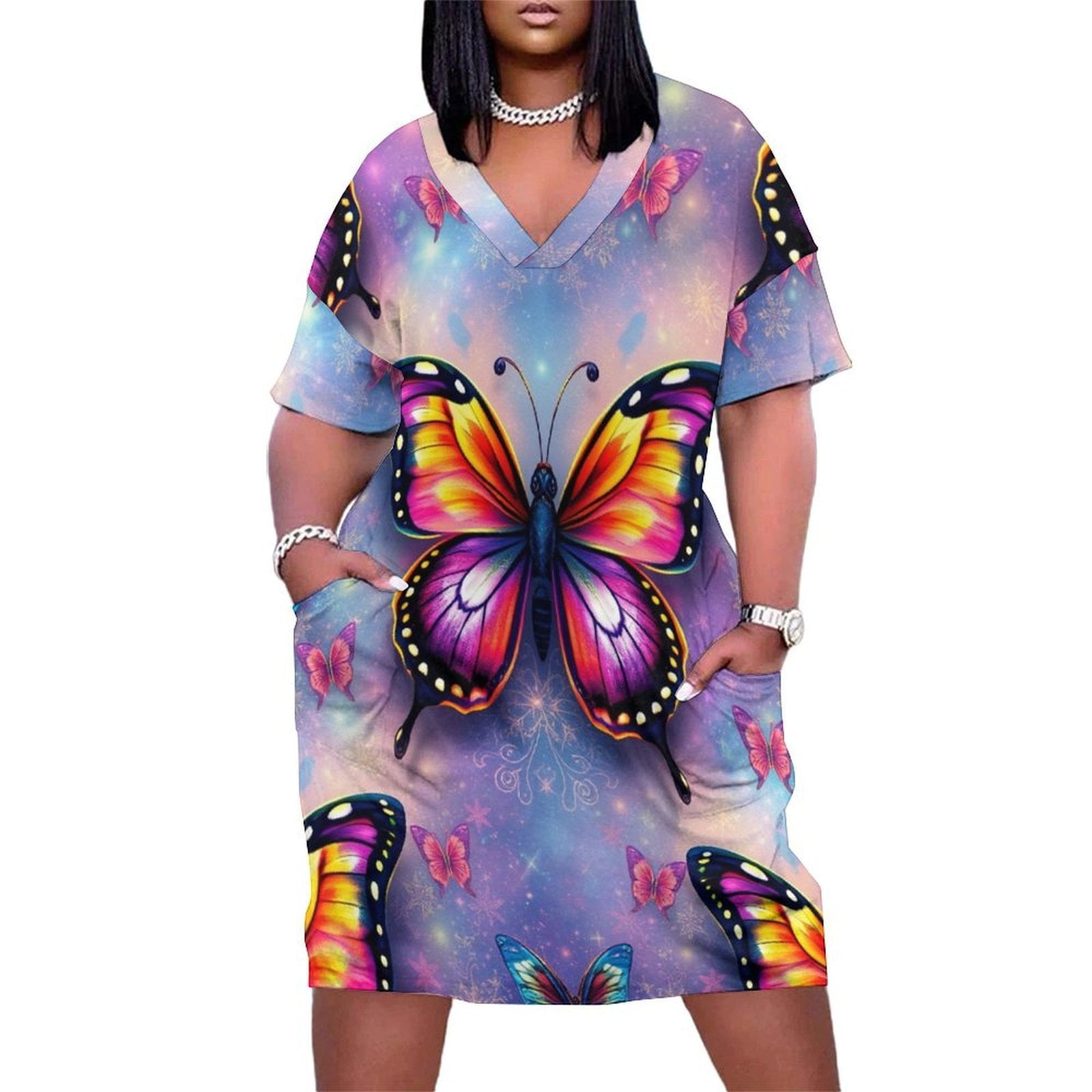 Enchanting Butterfly Loose Pocket Dress Clothes Summer Clothes for Women Women Formal Occasion ...