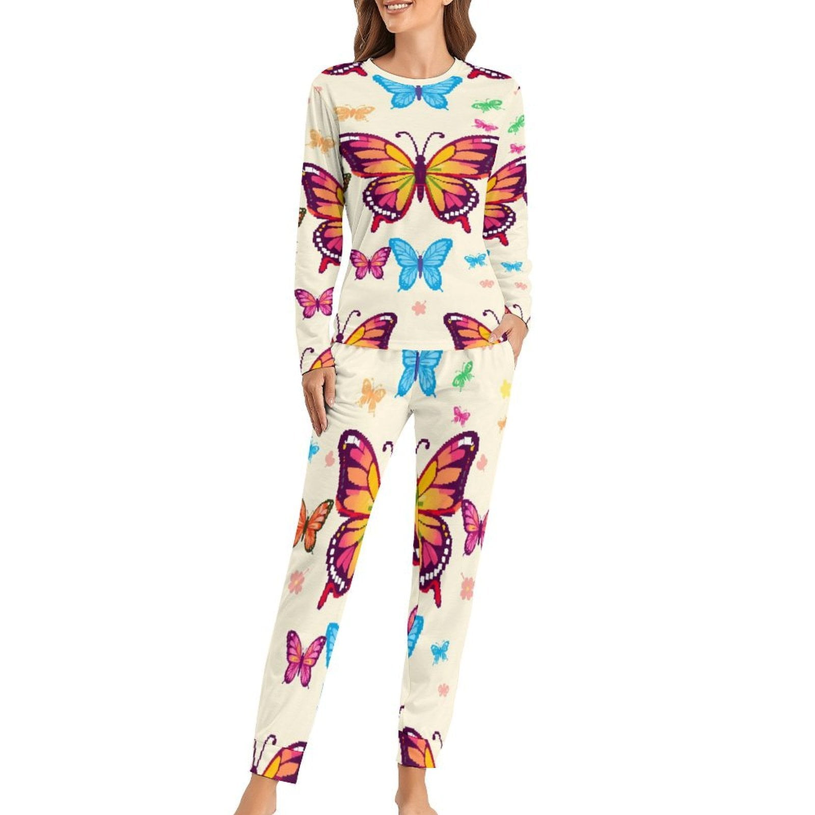 Enchanting Butterfly Pajamas 2 Pieces Pajama Sets Woman Long Sleeve ...