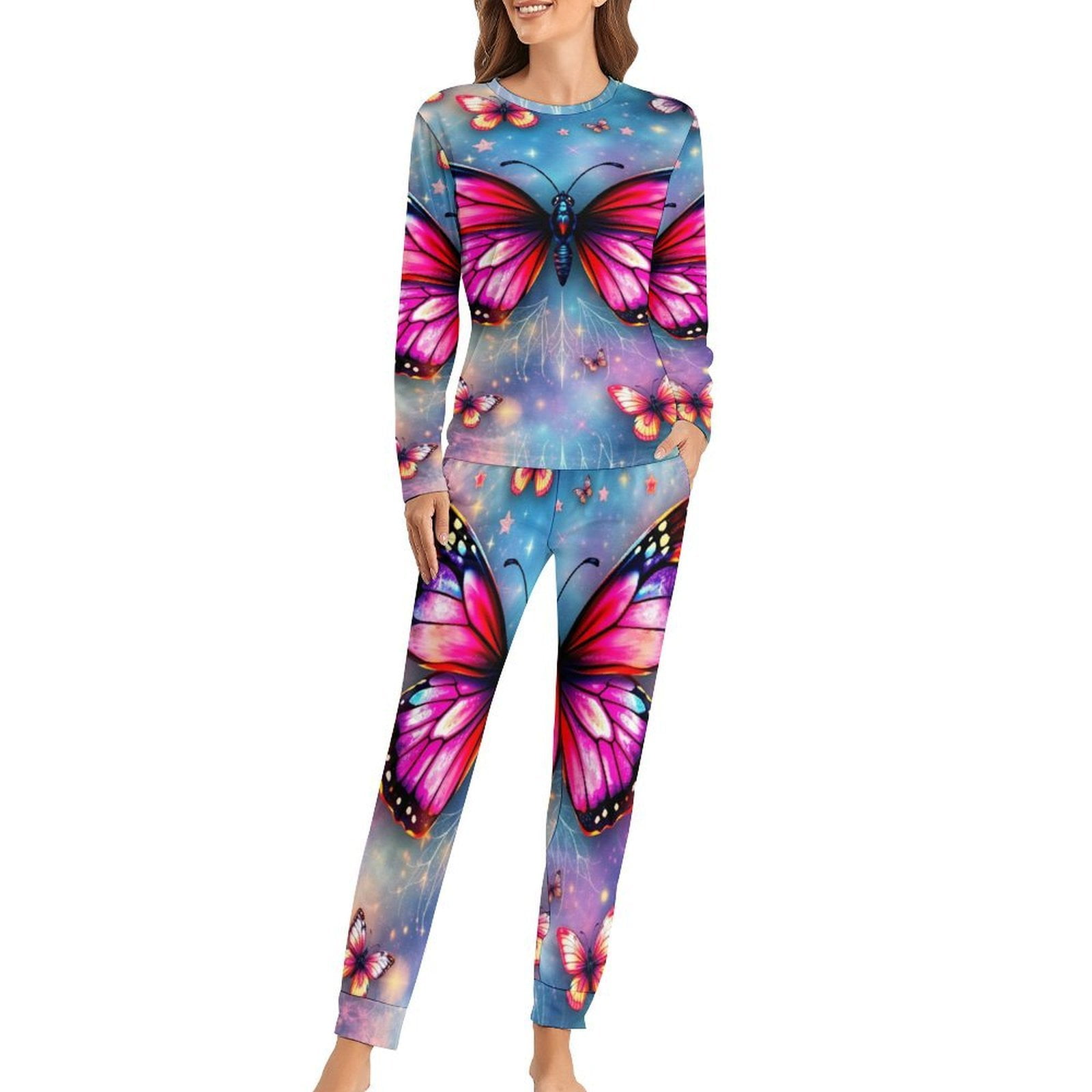 Enchanting Butterfly Pajamas 2 Pieces Pajama Sets Woman Long Sleeve ...