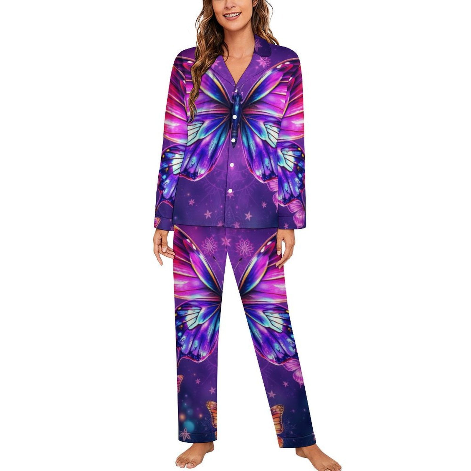 Enchanting Butterfly Pajamas Woman Home Suit Autumn Long Sleeve 2 Piece ...