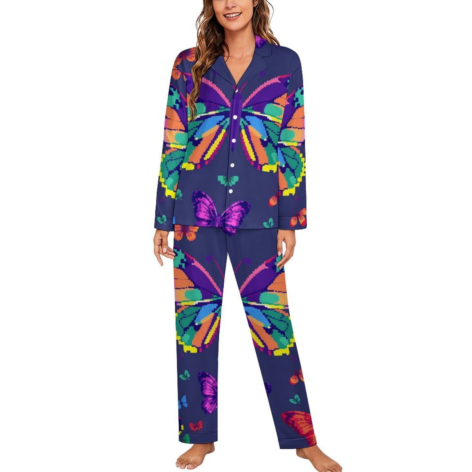 Enchanting Butterfly Pajamas Woman Home Suit Autumn Long Sleeve 2 Piece ...