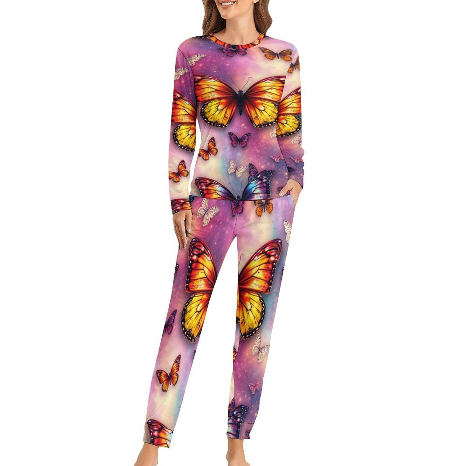 Enchanting Butterfly Pajamas Woman Long Sleeves Cute Pajama Sets Two ...