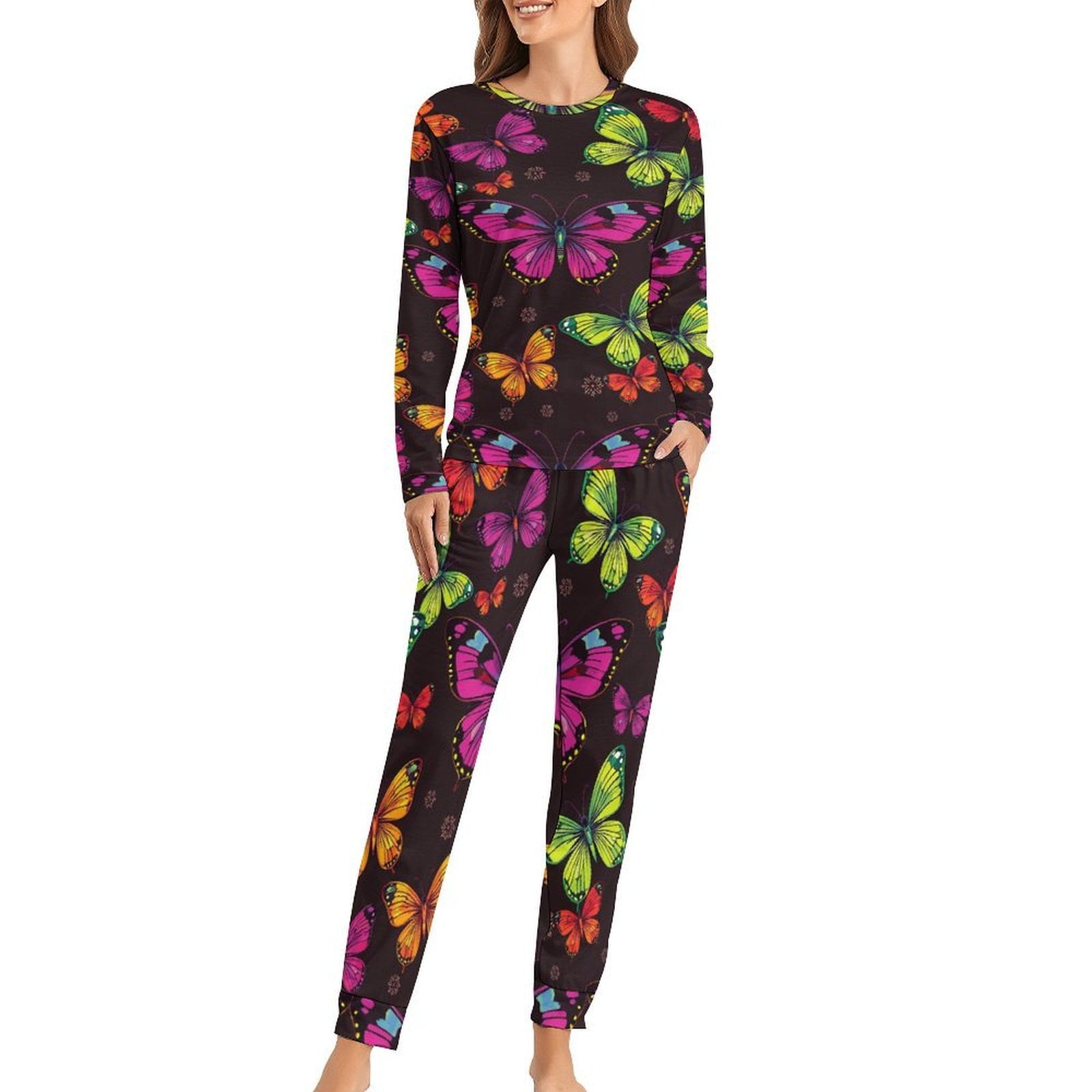 Enchanting Butterfly Pajamas Woman Two Piece Design Long Sleeves ...