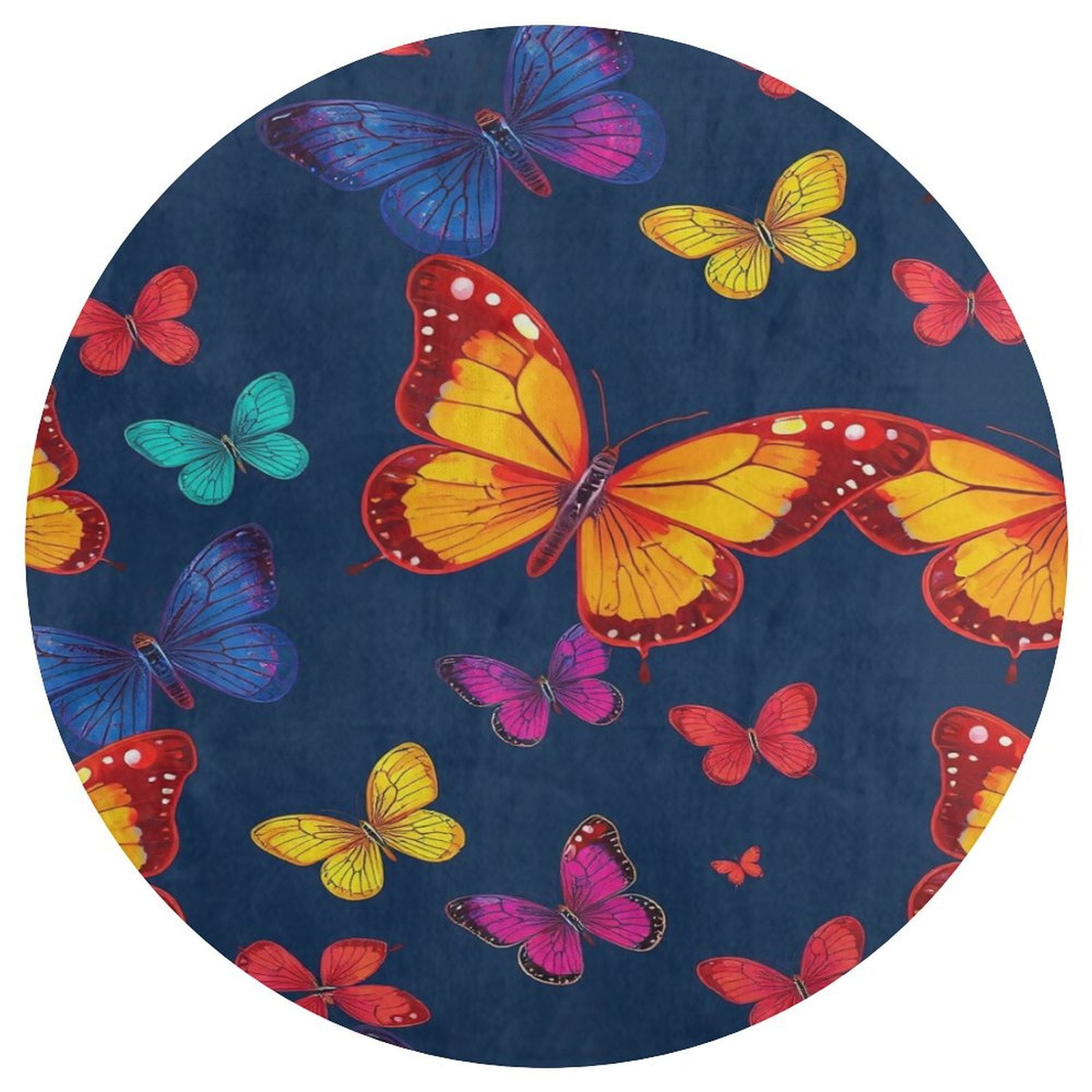 Enchanting Butterfly Round Area Rug Floor Carpets Washable Indoor Floor ...