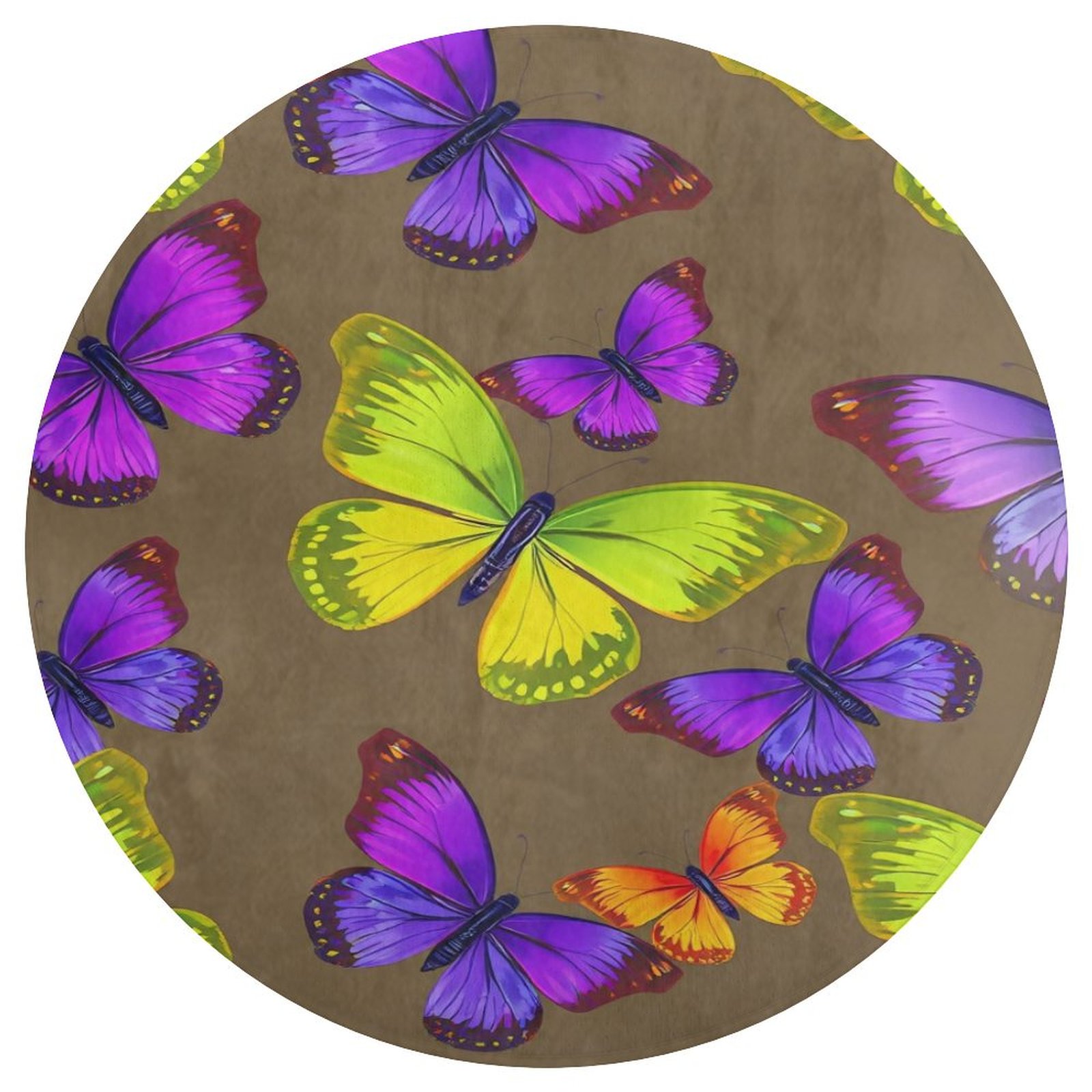 Enchanting Butterfly Round Area Rug Floor Carpets Washable Indoor Floor ...