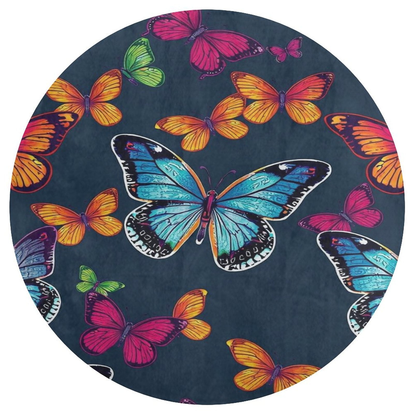 Enchanting Butterfly Round Area Rug Floor Carpets Washable Indoor Floor ...