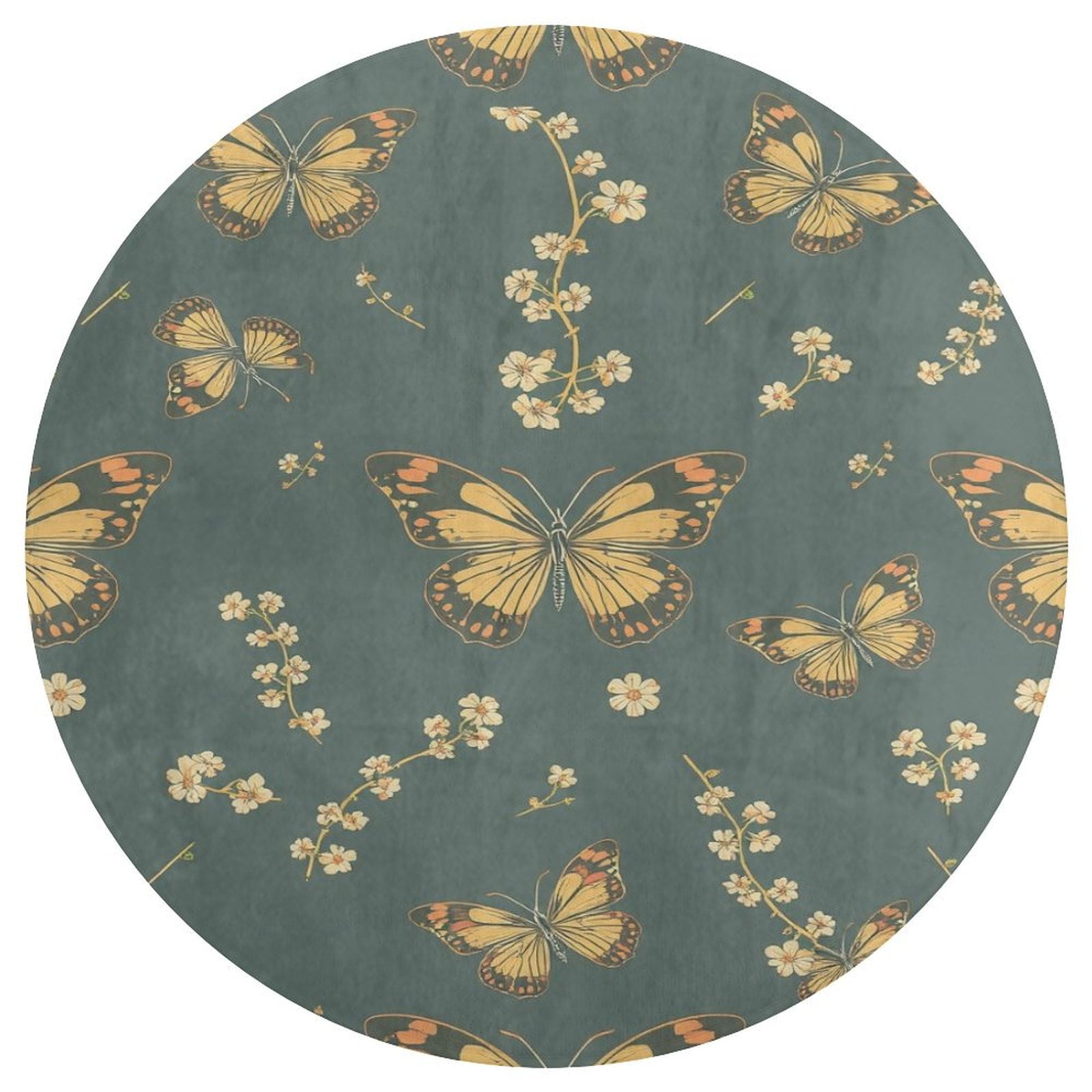 Enchanting Butterfly Round Area Rug Soft Sofa Nursery Carpet Floor Mat ...