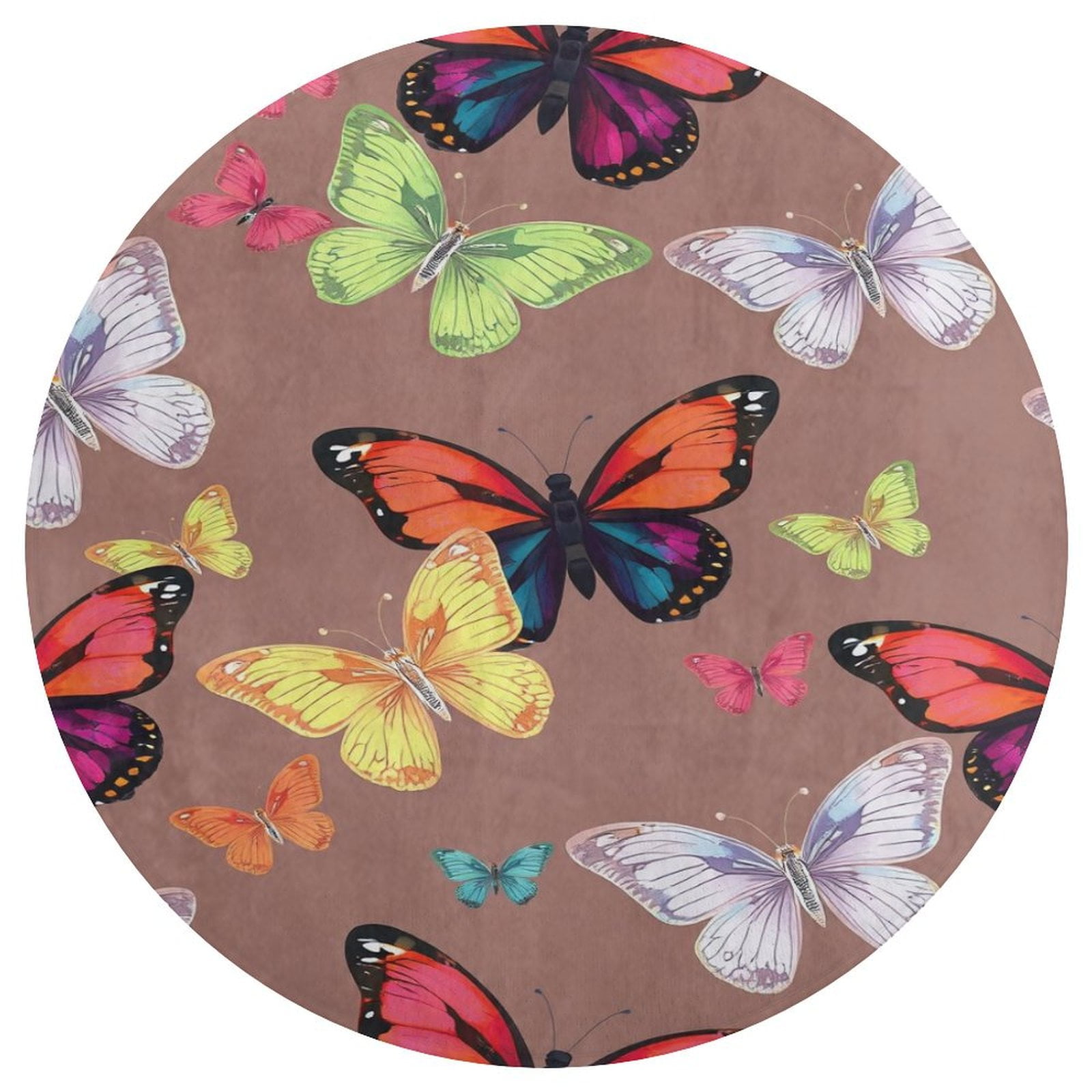 Enchanting Butterfly Round Area Rug Soft Sofa Nursery Carpet Floor Mat ...
