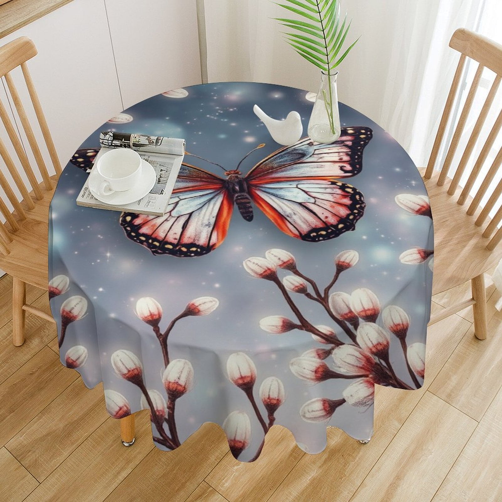 Enchanting Butterfly Round Tablecloths Circular Table Cover Washable ...