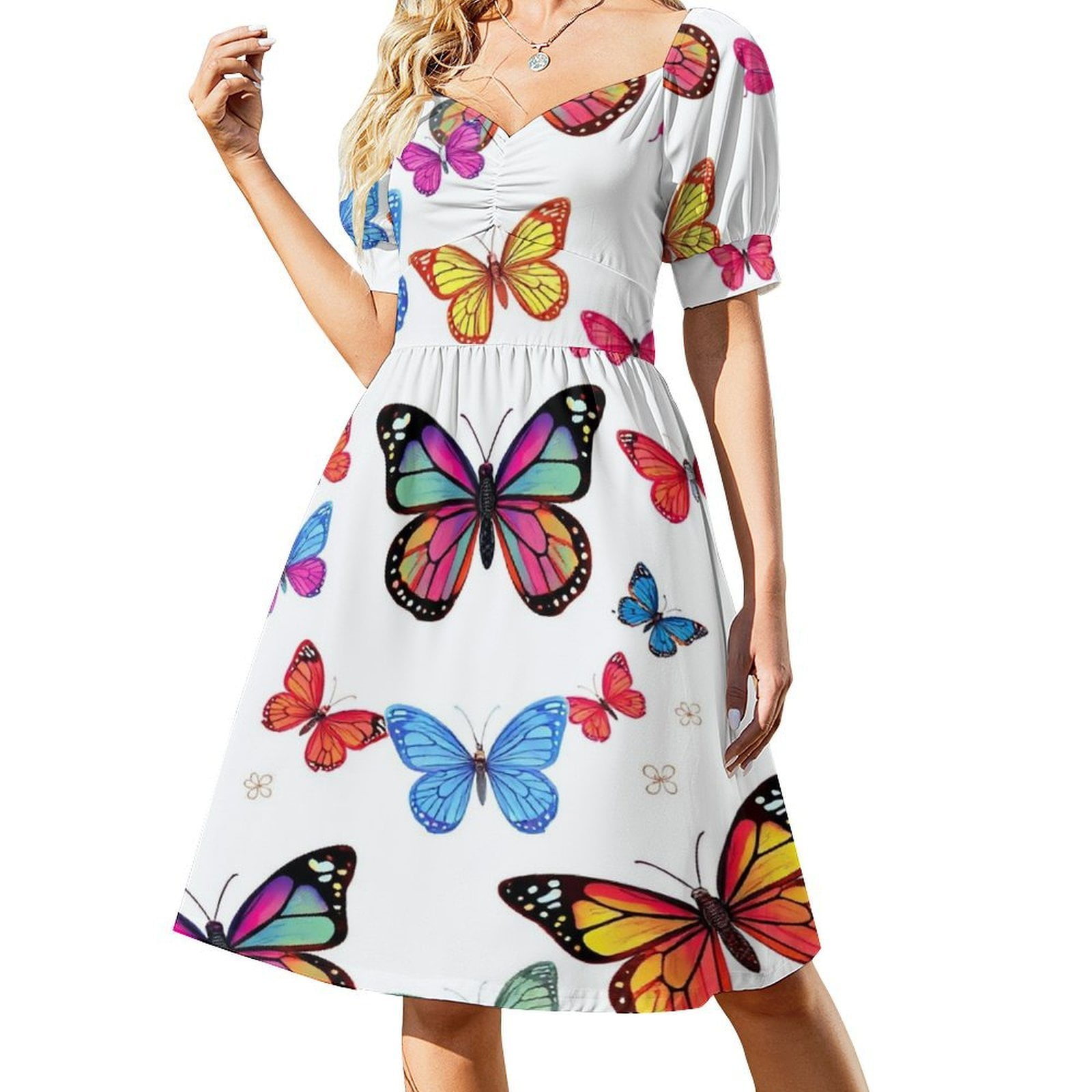 Enchanting Butterfly Short Sleeved Dress Elegant And Pretty Women's ...