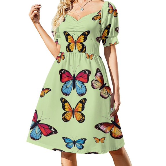 Enchanting Butterfly Short Sleeved Dress Womans Clothing Beach Dresses ...