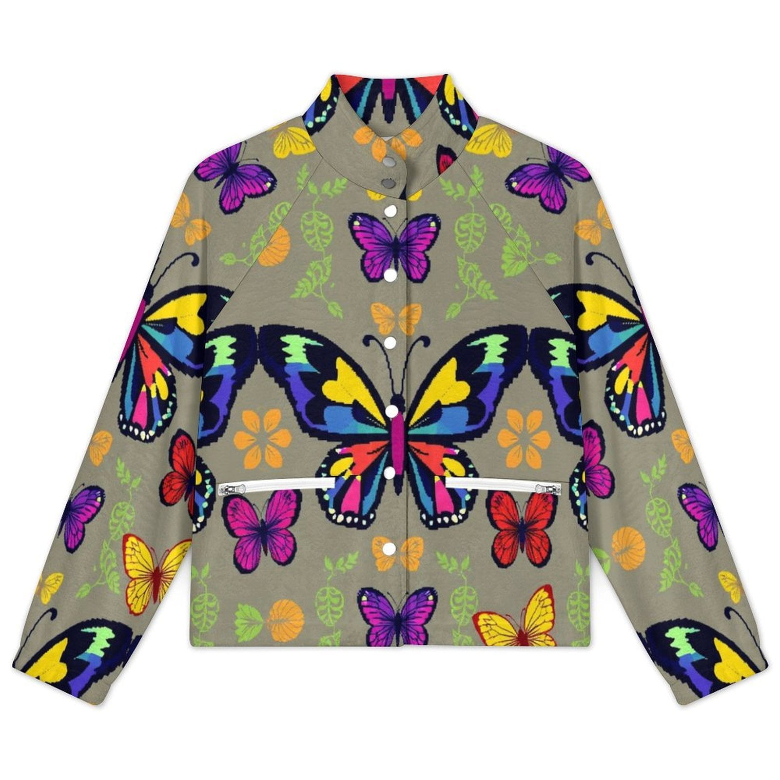 Enchanting Butterfly Warm Women's Plush Jacket Stand Collar Full Sleeve ...