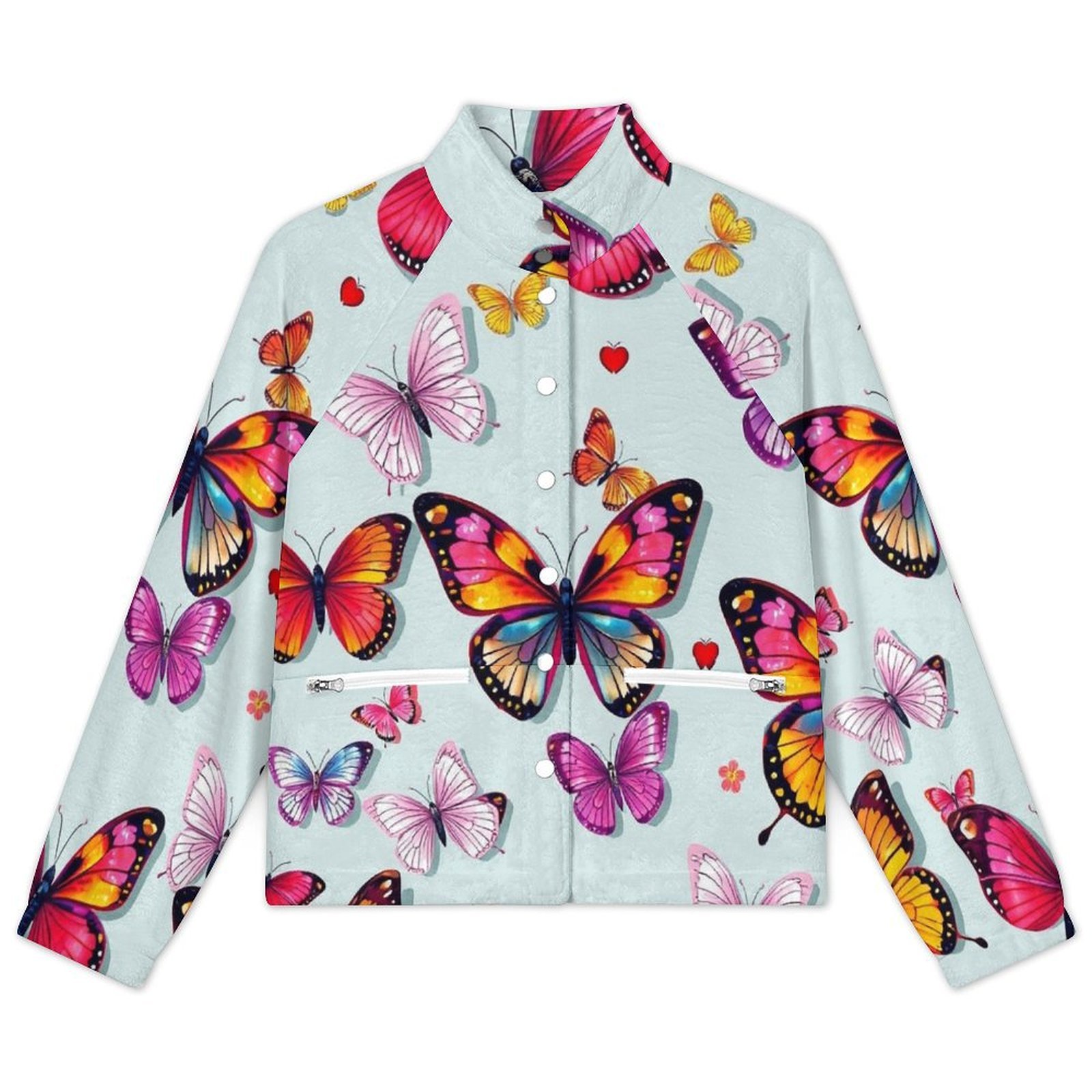 Enchanting Butterfly Warm Women's Plush Jacket Stand Collar Full Sleeve ...
