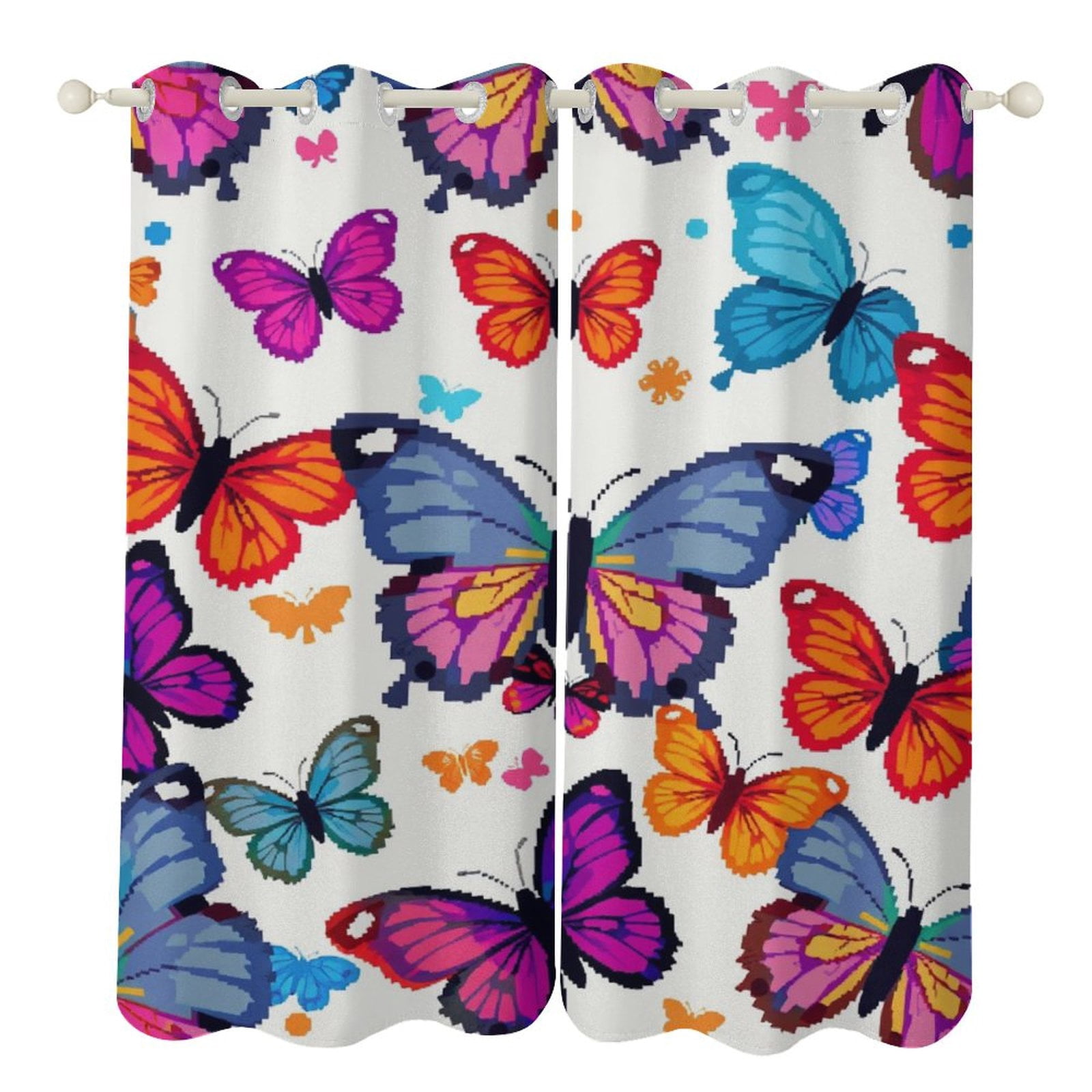 Enchanting Butterfly Window Drapes For Kids Boys Girls Bedroom Blackout ...