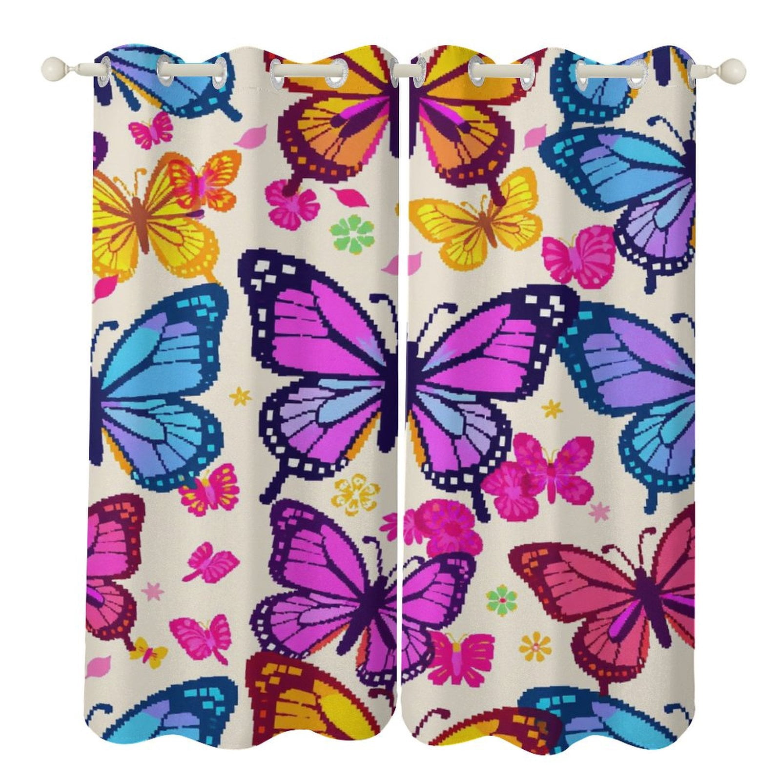 Enchanting Butterfly Window Drapes For Kids Boys Girls Bedroom Blackout ...