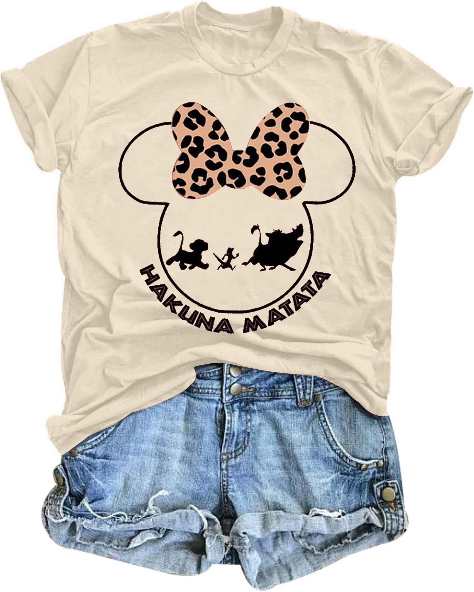 Enchanting Cartoon Mouse Head Leopard Bow Safari Animals Graphic T ...