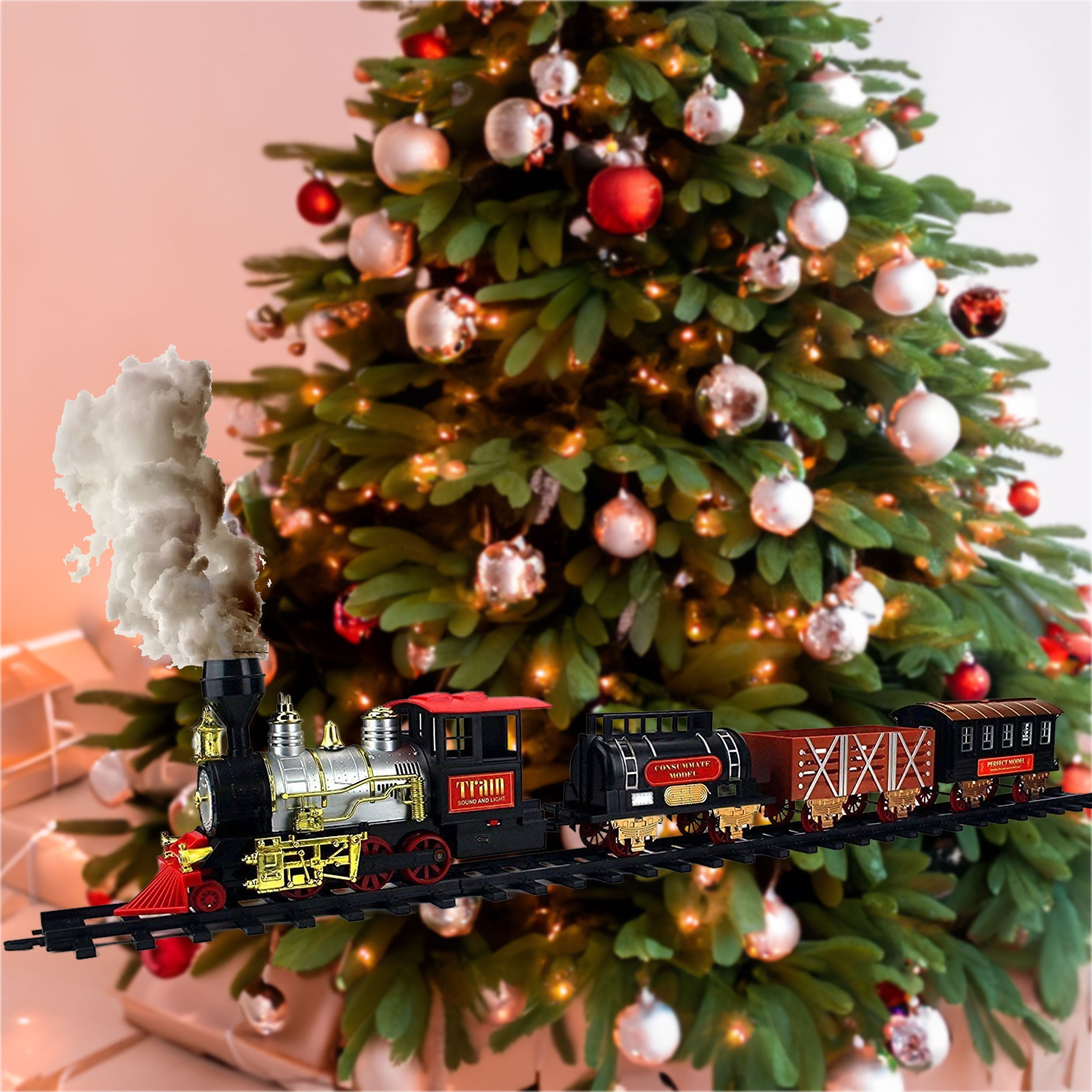 Enchanting Christmas Express Toy Train Battery Operated Locomotive Rail ...