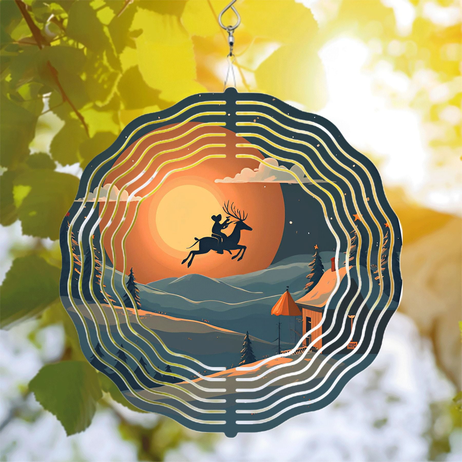 Enchanting Circular Metal Wind Spinner with Concentric Pattern ...
