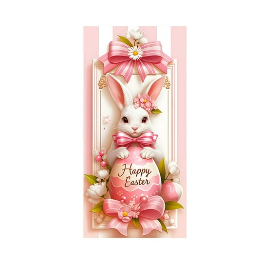 Enchanting Easter Door Decor Adorable Bunny With Happy Easter Eggs ...