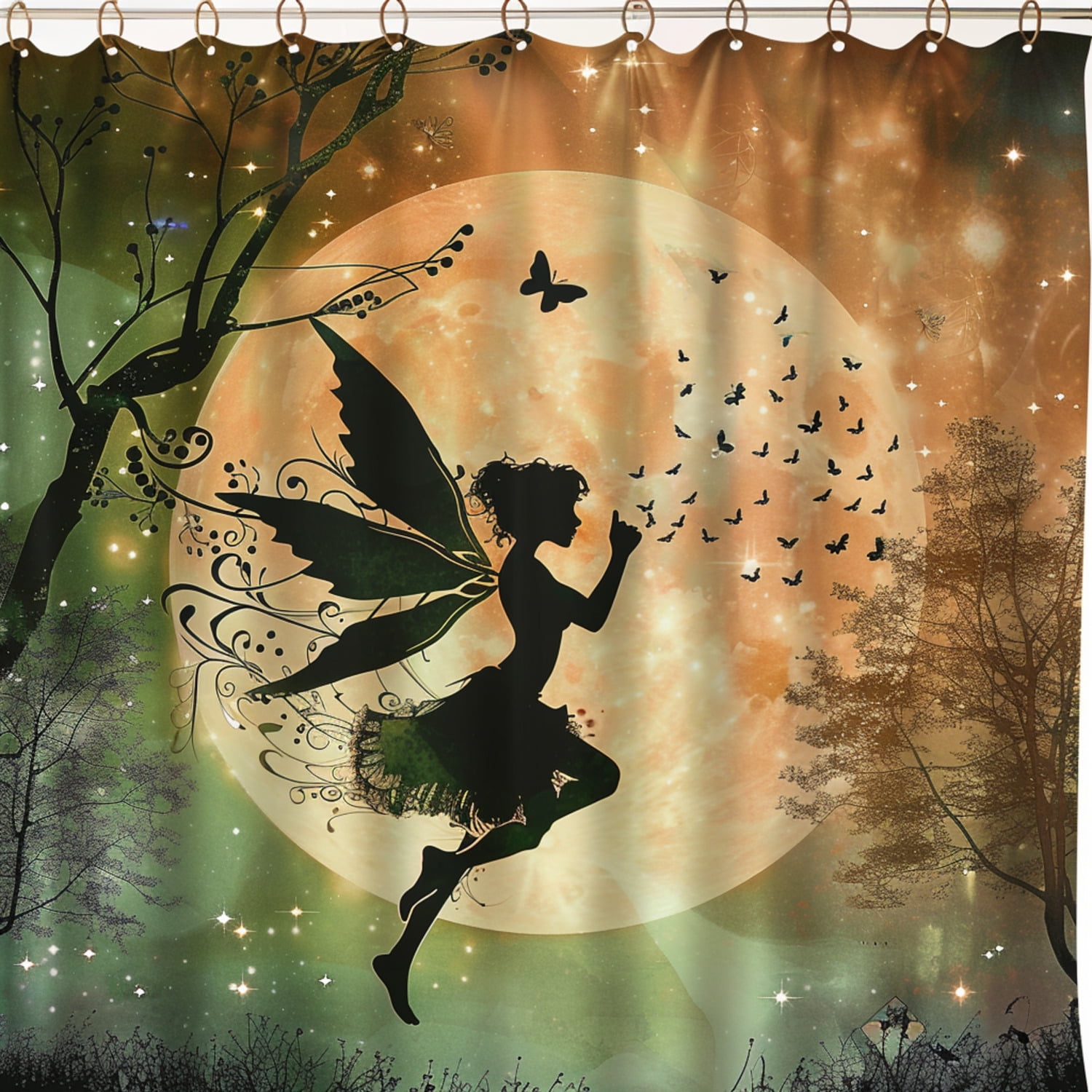 Enchanting Elf Fairy Moonlight Shower Curtain - Vintage Retro Style ...