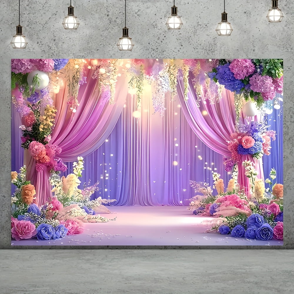 Enchanting Floral Curtain Backdrop Purple Fairy Tale Wonderland ...