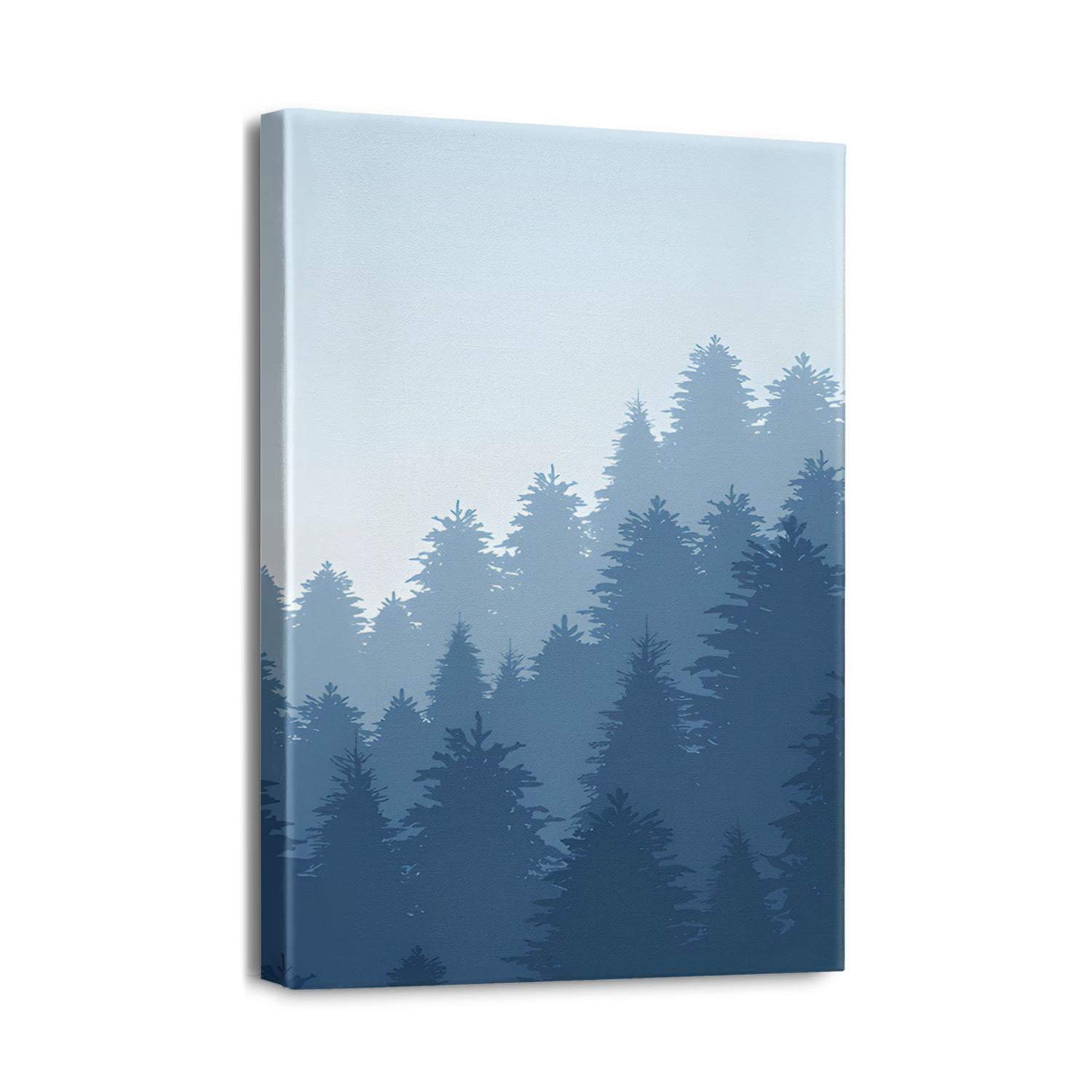 Enchanting Foggy Mountain Tree Wall Drawing - 12x16in Forest Artwork ...
