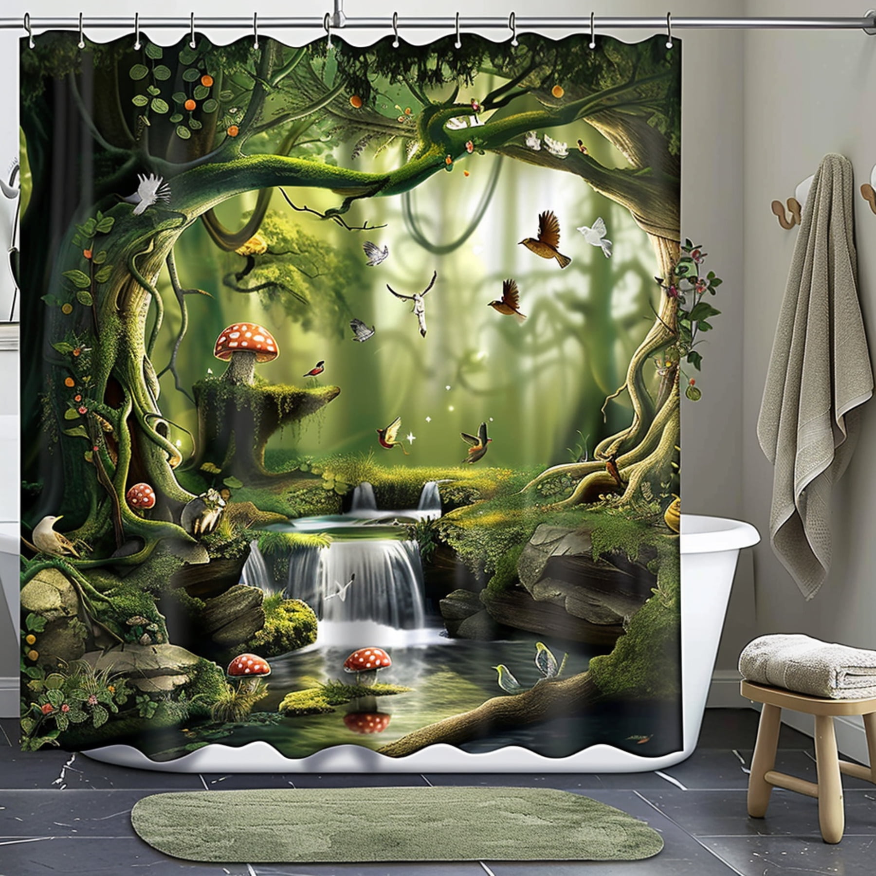 Enchanting Forest Creatures Bathroom Decor Set Nature Theme with Trees ...