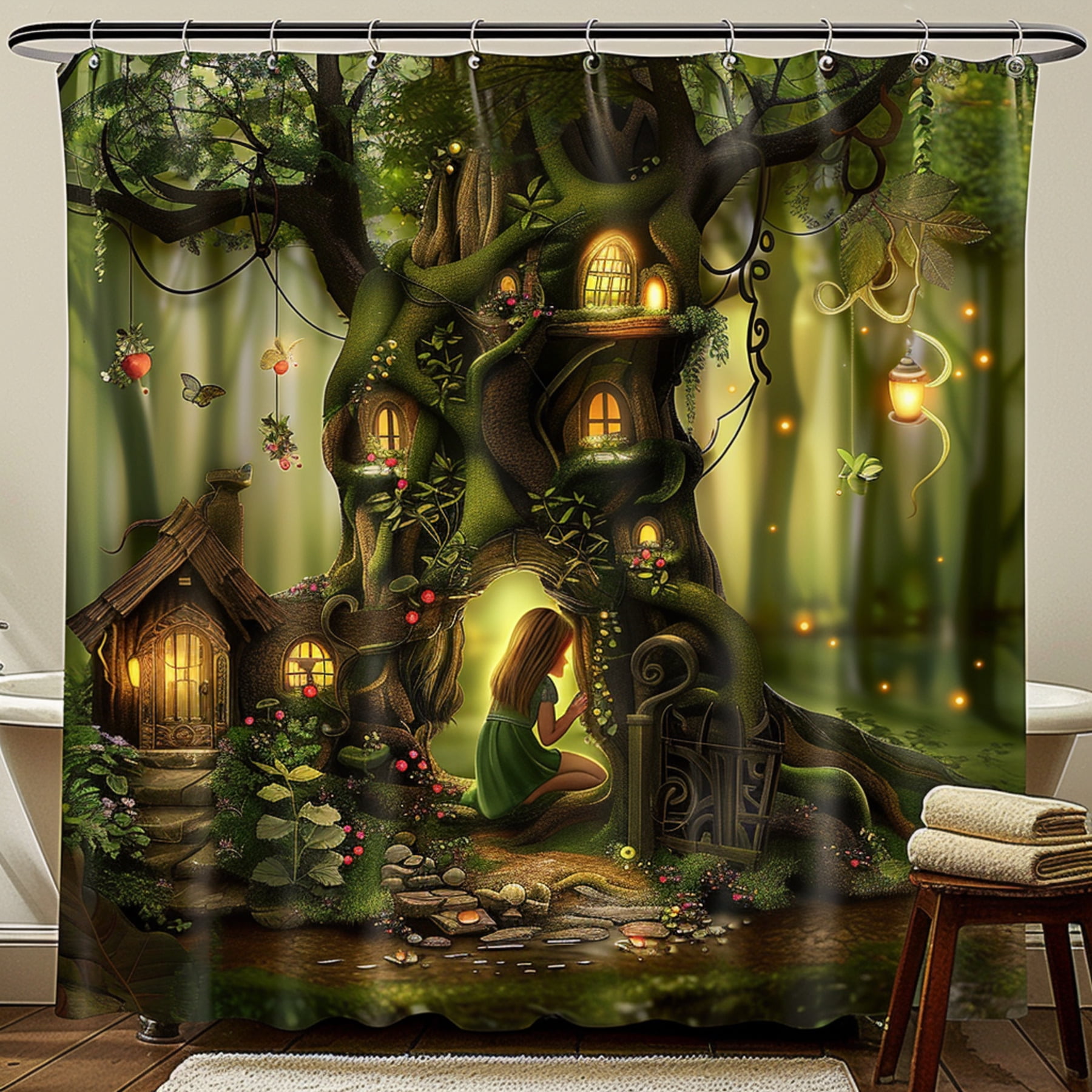 Enchanting Forest Fairy Shower Curtain Magical Treehouse with Pixie ... Enchanting Forest Fairy Shower Curtain Magical Treehouse with Pixie ...
