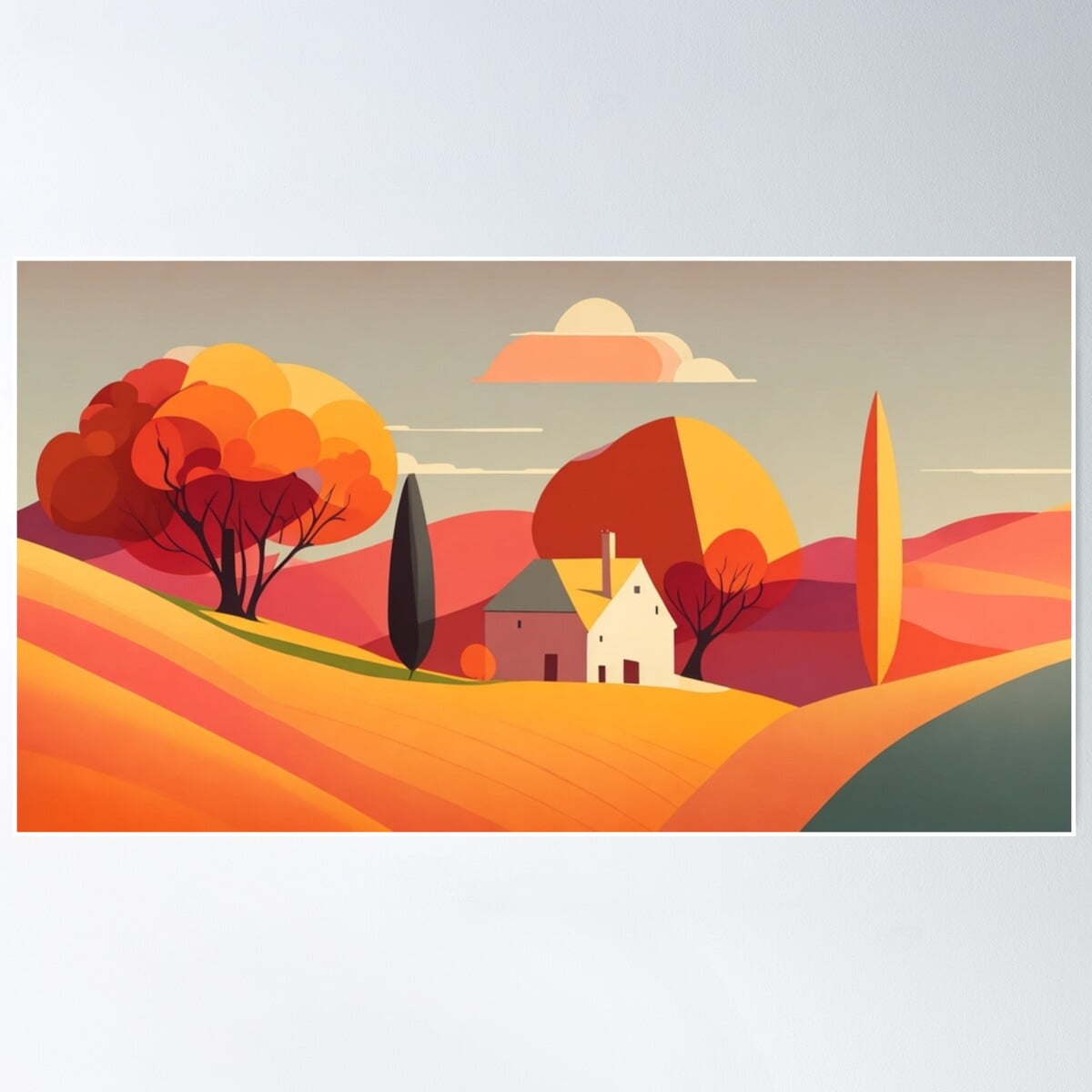 Enchanting French Countryside Abstract Landscape Poster Wall Art ...
