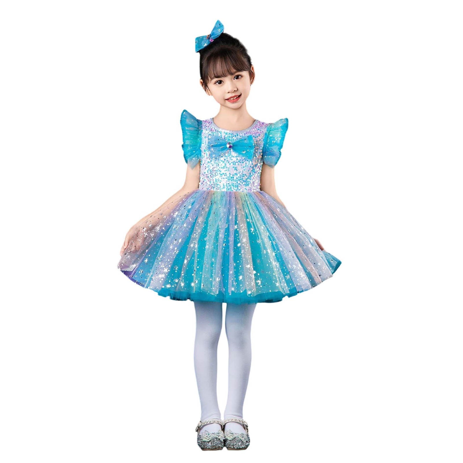 Enchanting Girls Dress For Performances Sparkling Sequins Evening Gown ...
