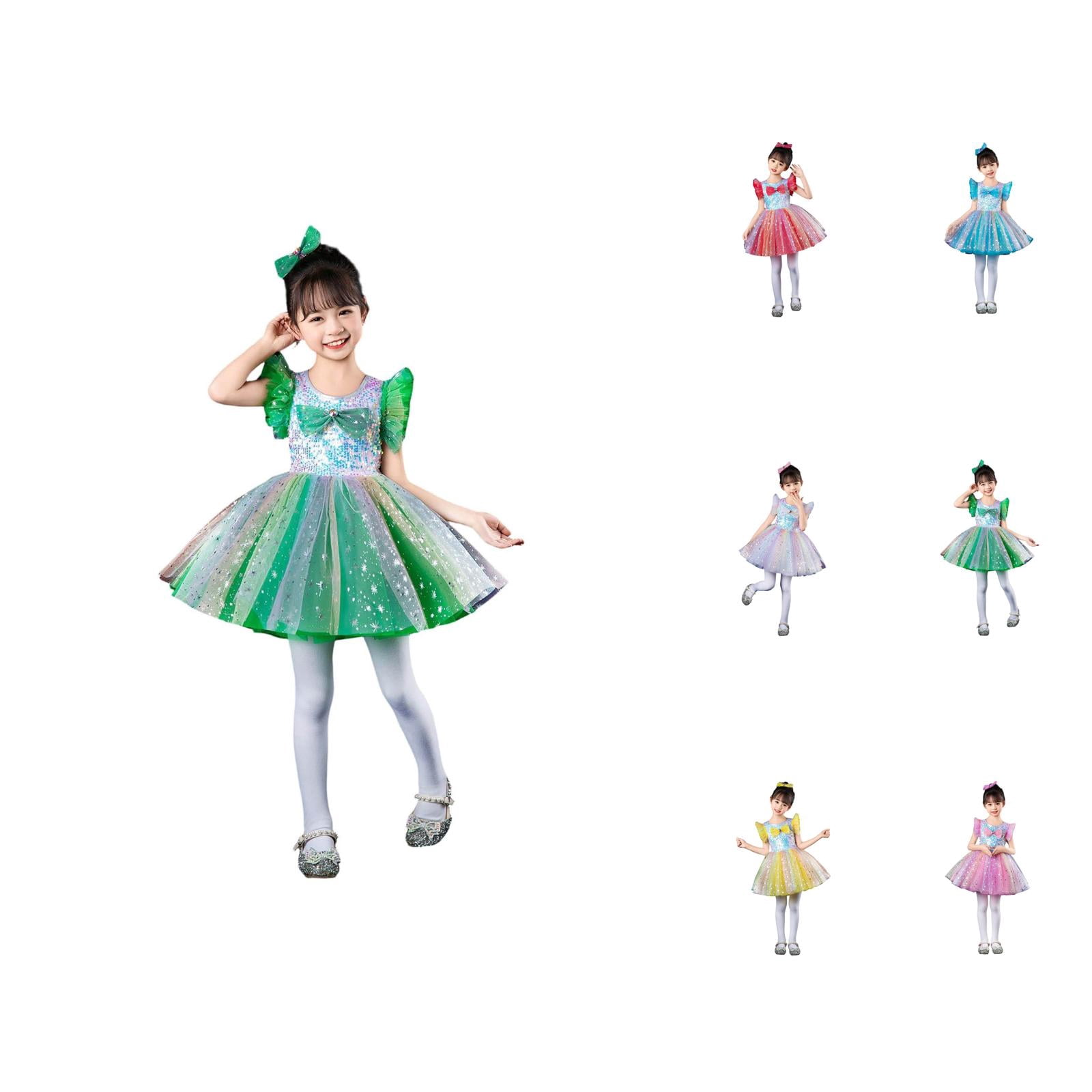 Enchanting Girls Sparkly Sequin Performance Dress, Sleeveless Crewneck ...