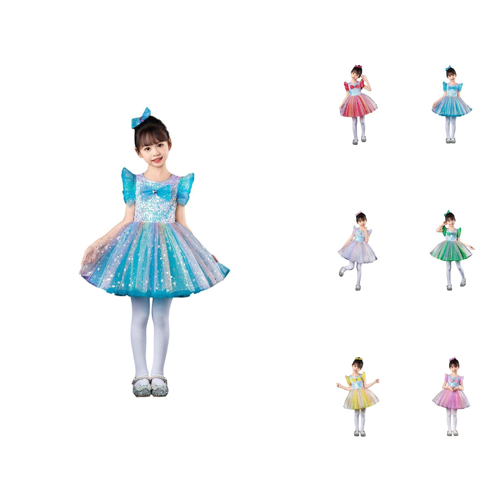 Enchanting Girls Sparkly Sequin Performance Dress, Sleeveless Crewneck ...
