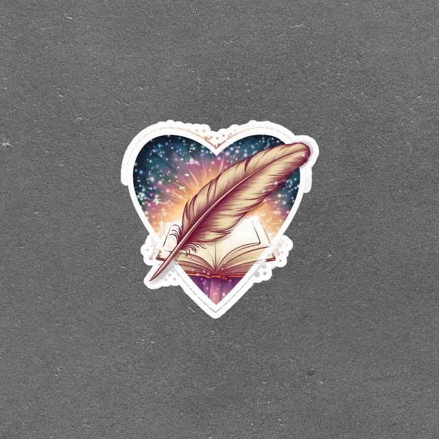 Enchanting Golden Quill Pen Book Lover Sticker Sparkling Fantasy ...